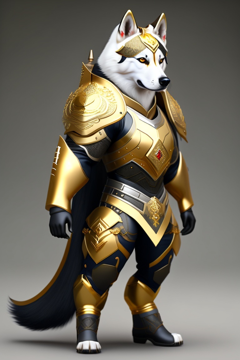 Lexica - Husky, gold, combat armor, Fenrir, lace