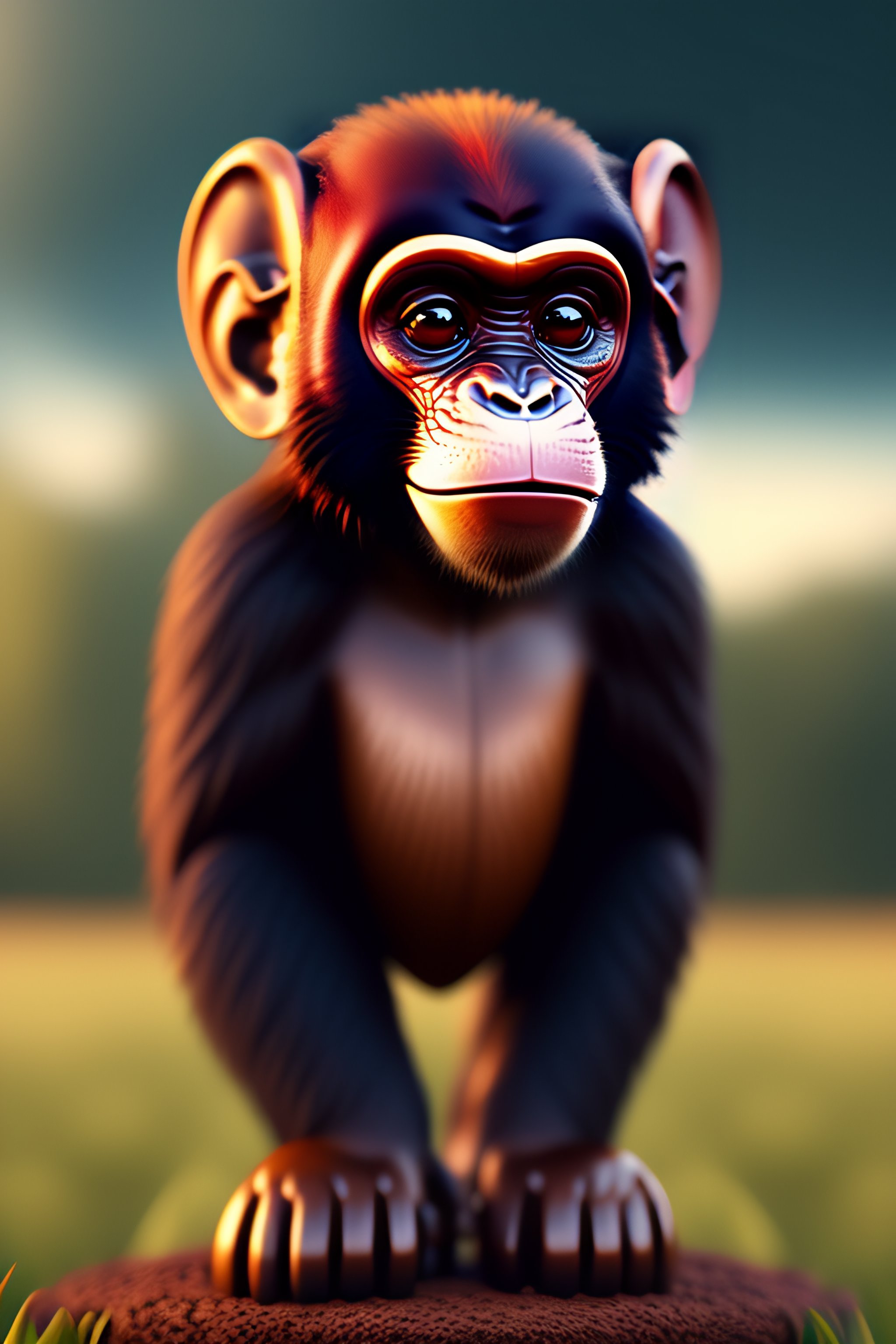 Lexica - A Friendly monkey Completely Made of Chocolate Standing in a ...