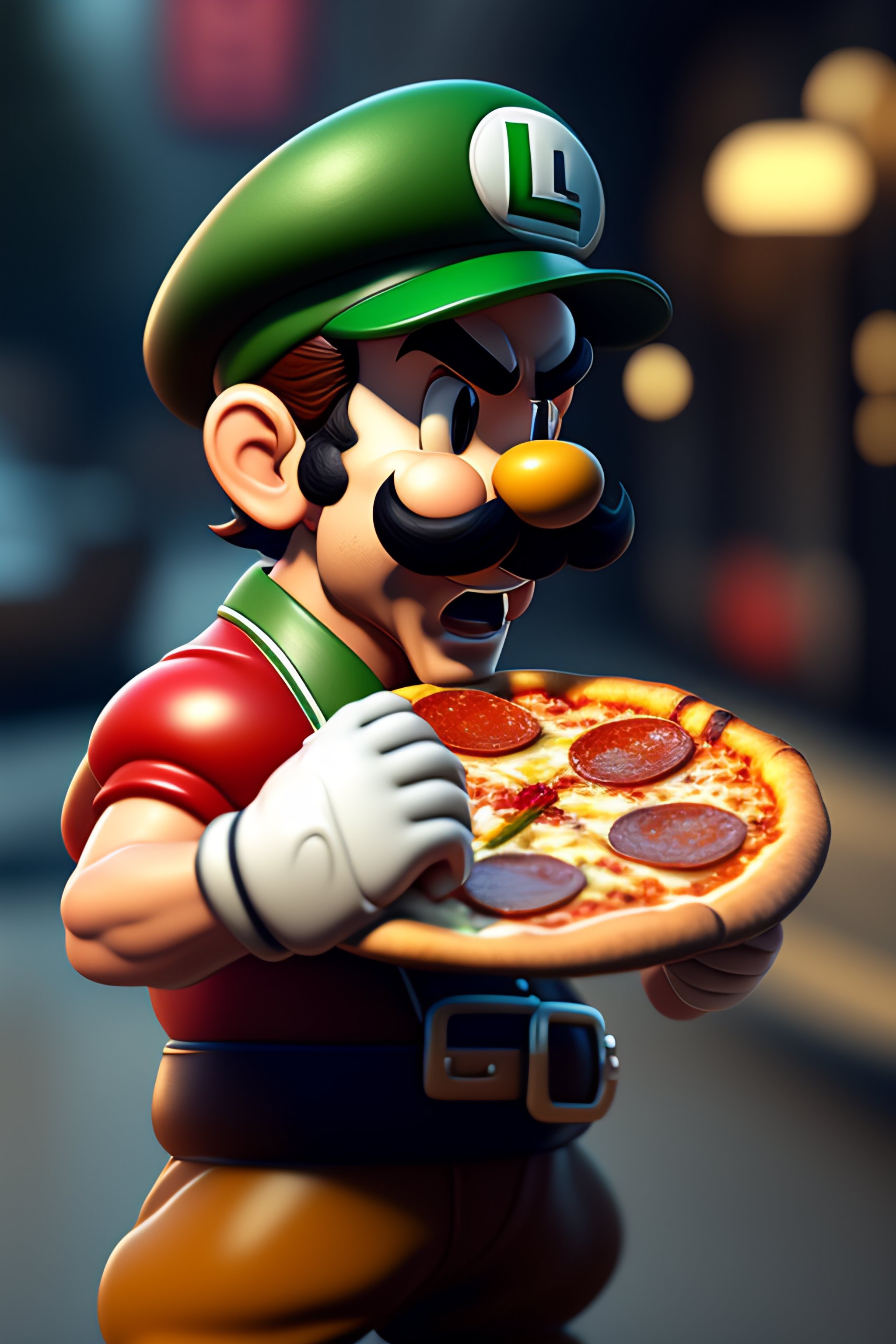 Lexica - Luigi eating pizza, art by wlop, 3d render, octane