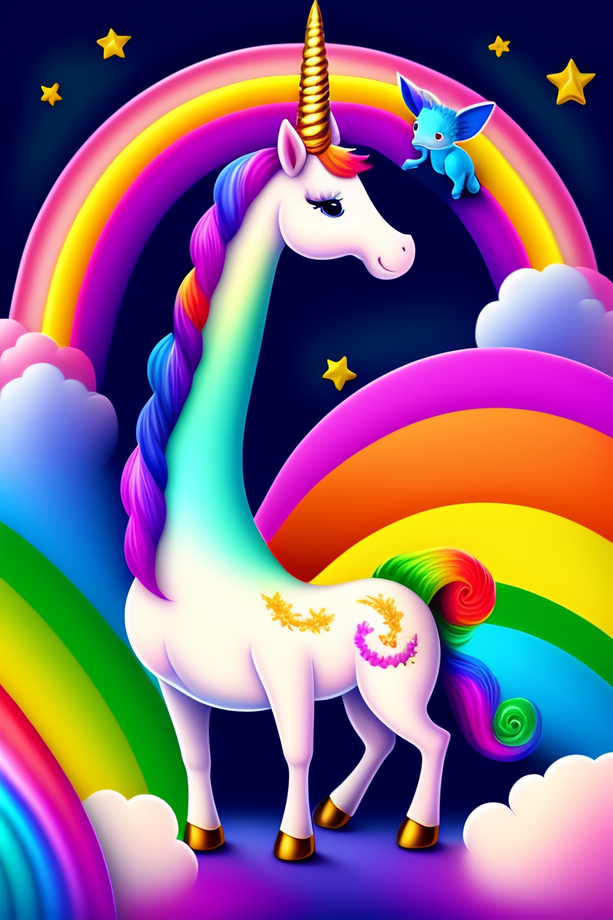 Lexica - A unicorn dragon, with it's miniature friend squirrel and a ...