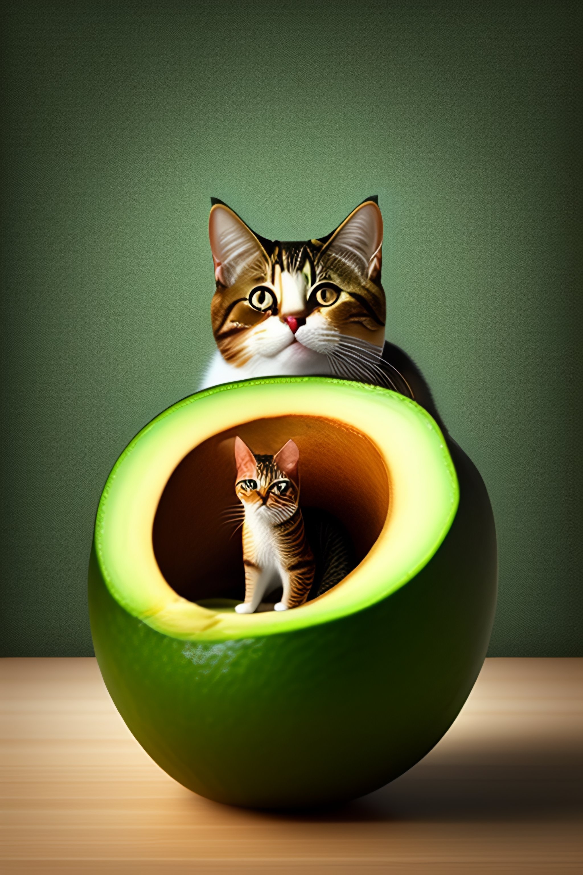 Lexica - Cat inside an avocado, cartoon, illustration, funny, high ...