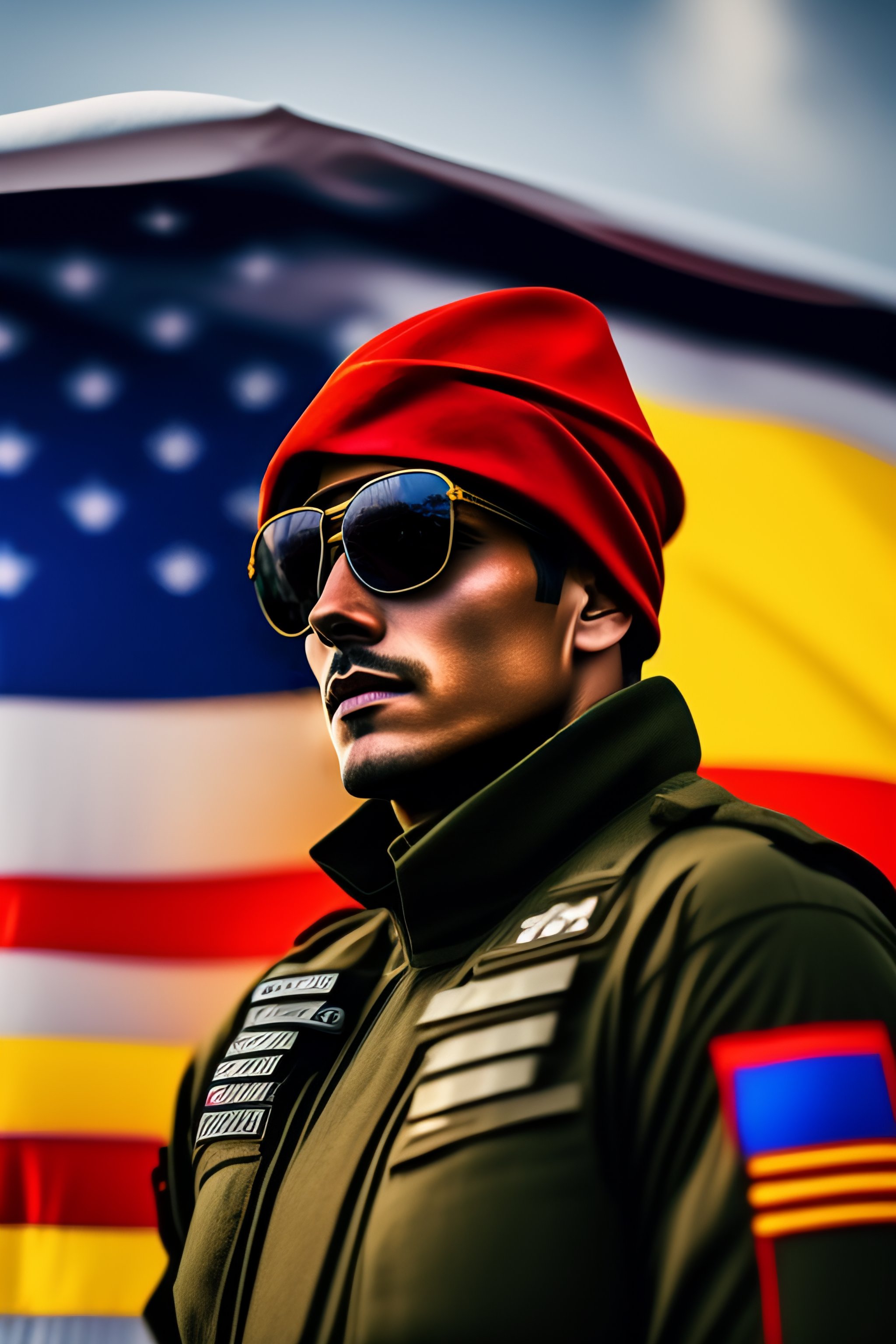 Lexica - An army force man from the future, wearing shades, behind a ...