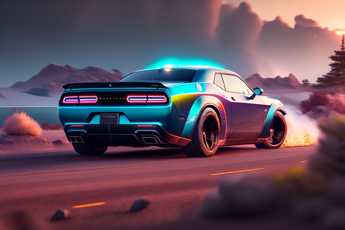 Lexica - Highly detailed 2022 Dodge Challenger Hellcat Redeye racing in ...