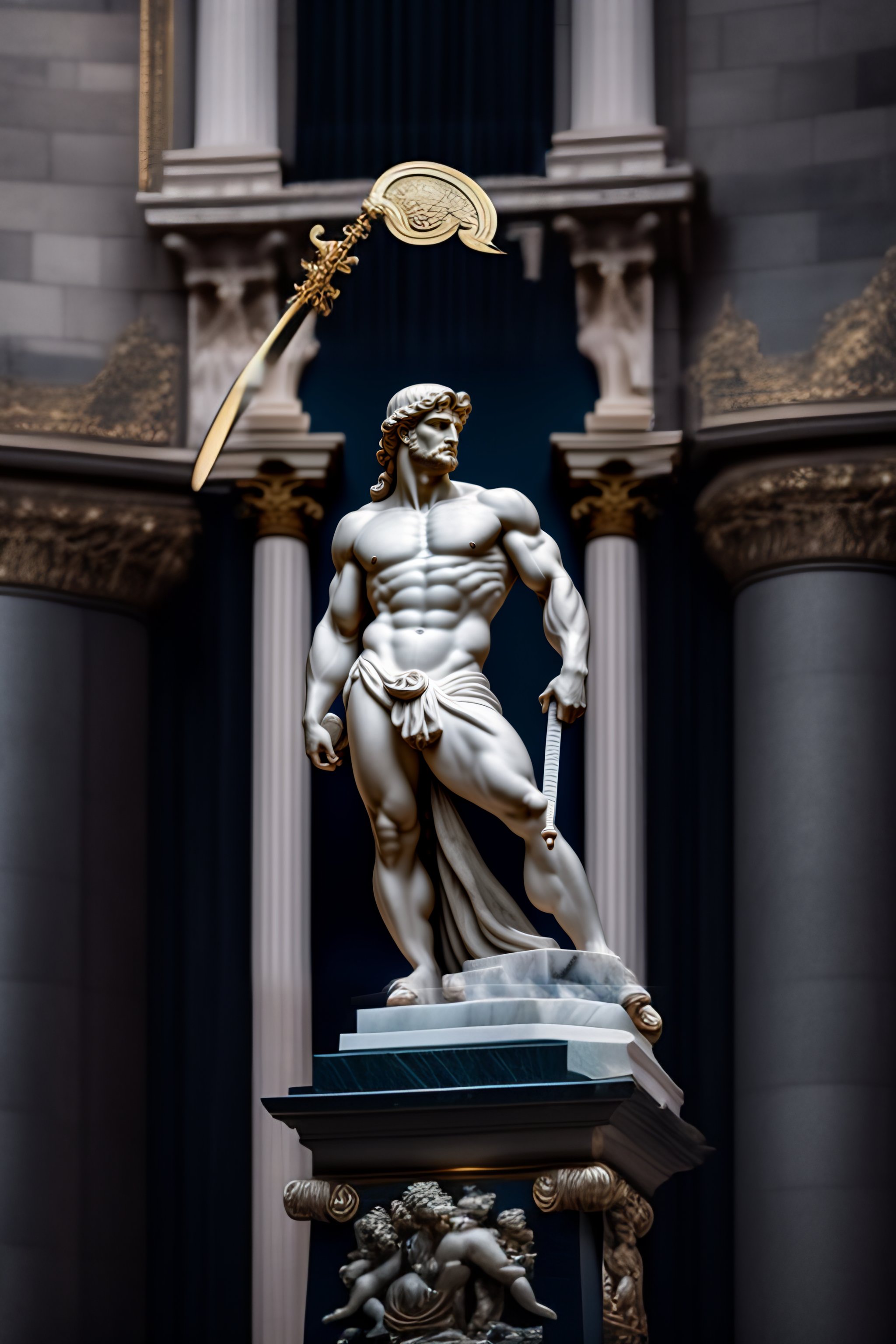 Lexica - A marble statue of greek hero hercules, with an aggressive ...