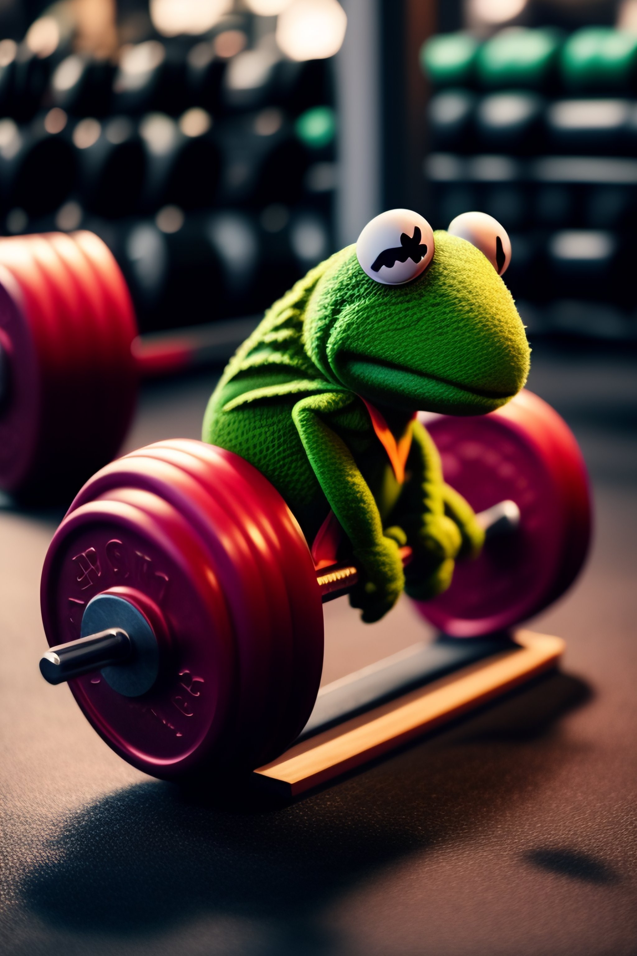 Lexica - Kermit the Frog doing deadlifts at a luxury gym, portra 400 ...