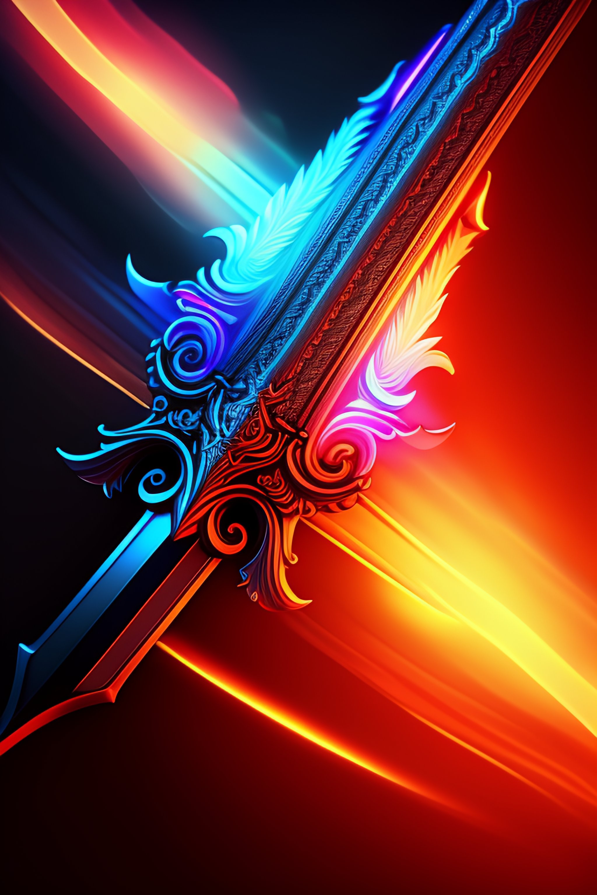 Lexica - Sword of asta .neon style .highly detailed.black fog backround.