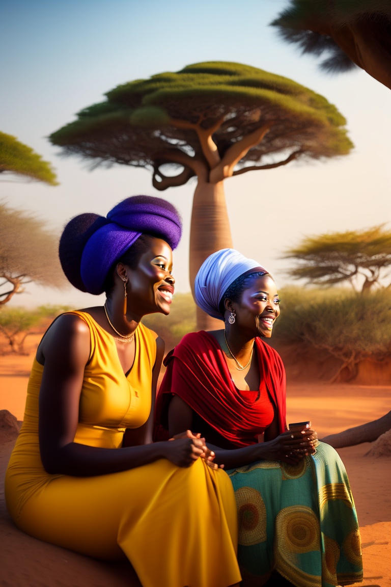 Lexica - Amaka sitting among the women, the baobab tree towering above ...