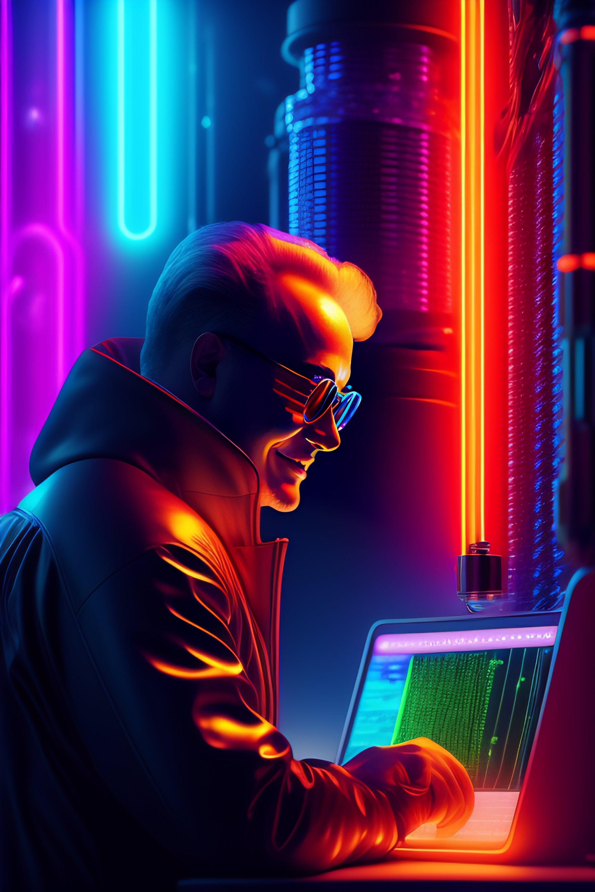 Lexica - Picture of smiling Benjamin Franklin traiding crypto, Imax ...