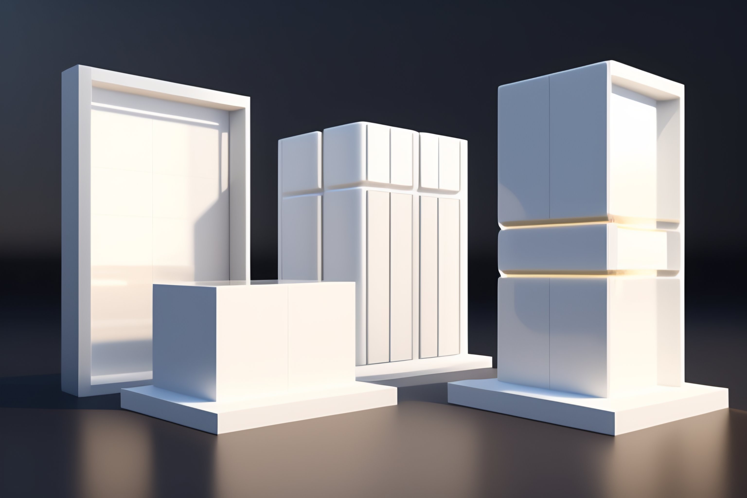 Lexica - White pieces of stone slabs forming a product podium for ...