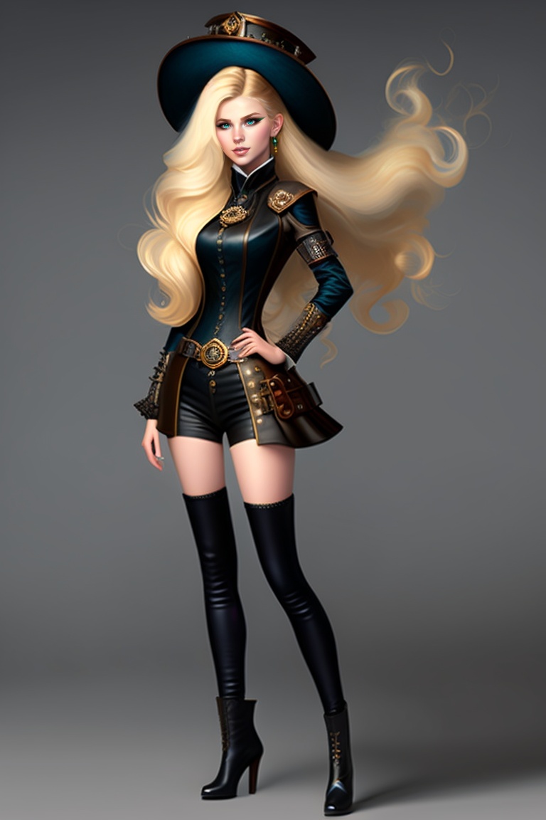 Lexica - Steampunk, Goth Girl, Hourglas figure, realistic blonde hair ...