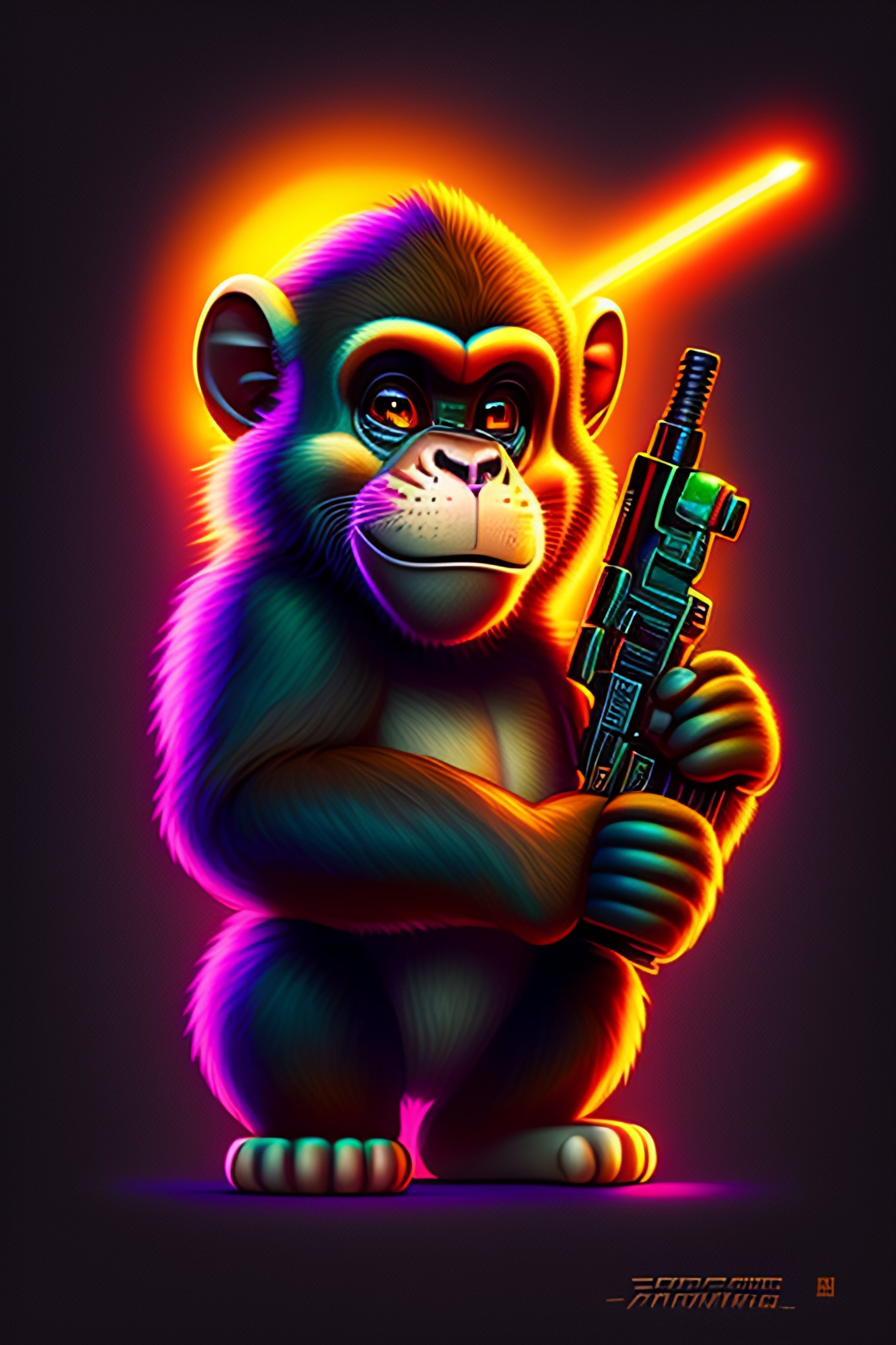Lexica - “ logo of a monkey in the style of zootopia holding laser gun ...