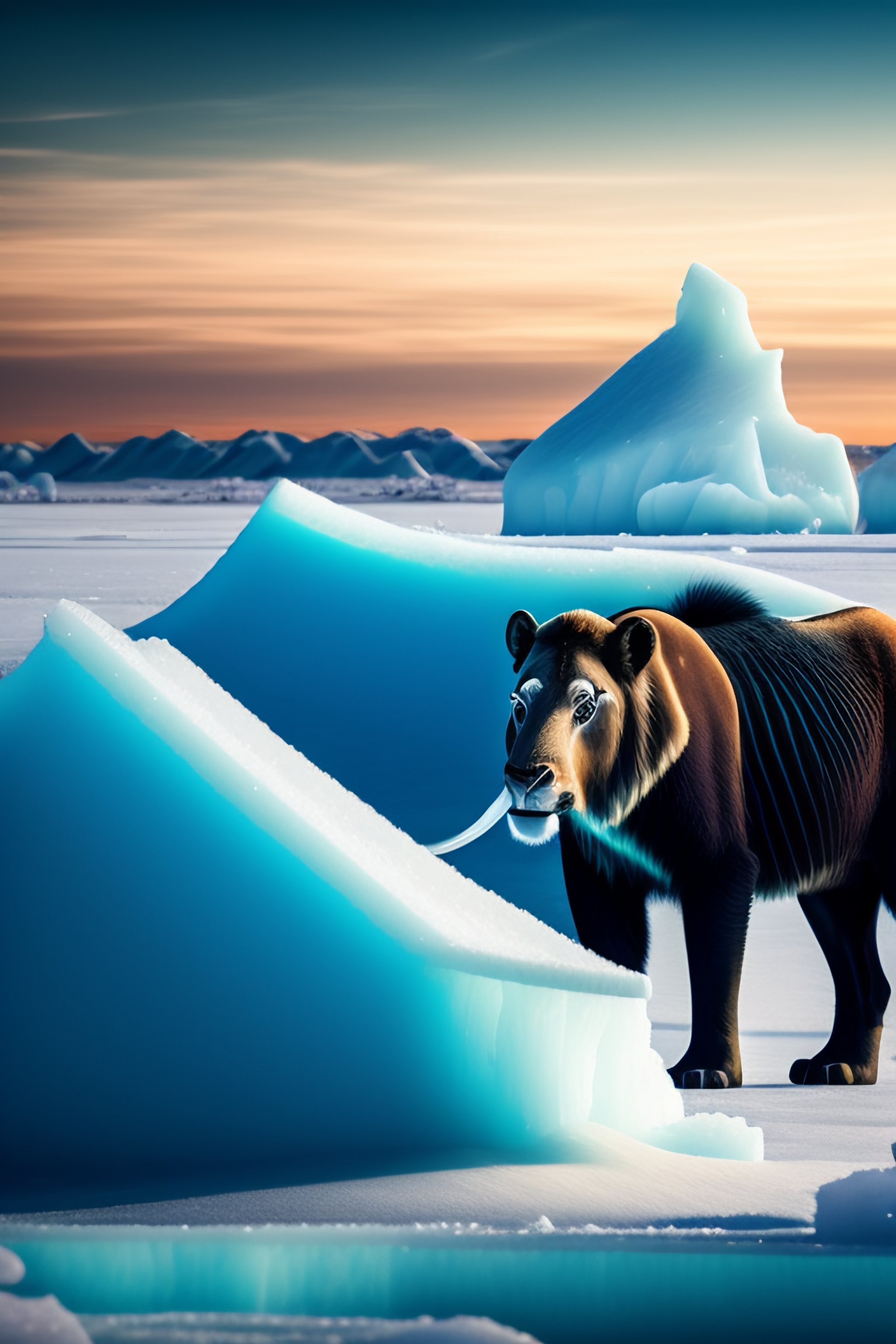 Lexica - Ice melting the ice age. Ancient animals freeze die