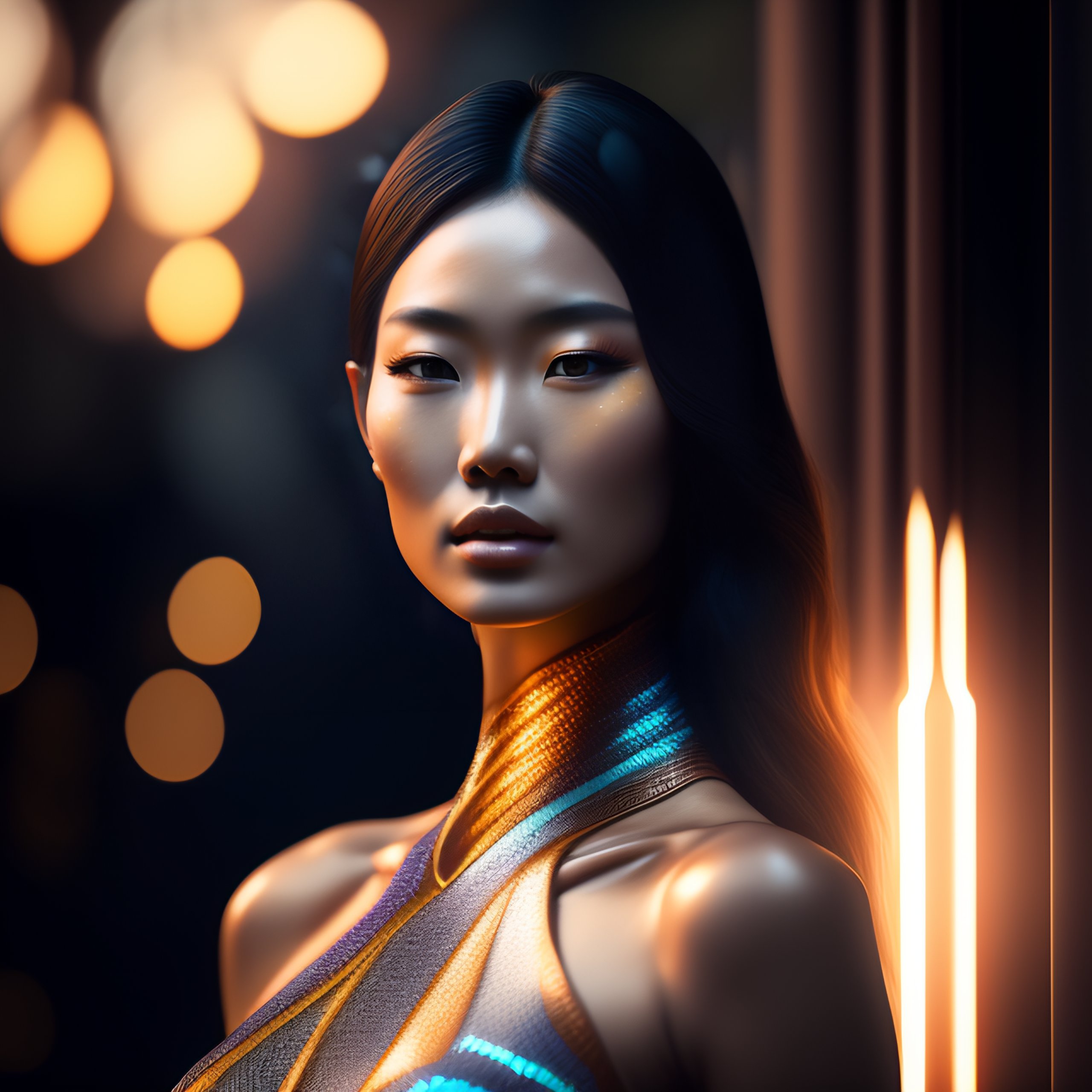 Lexica - A statue made of stripes with glowing veins, of a beautiful ...