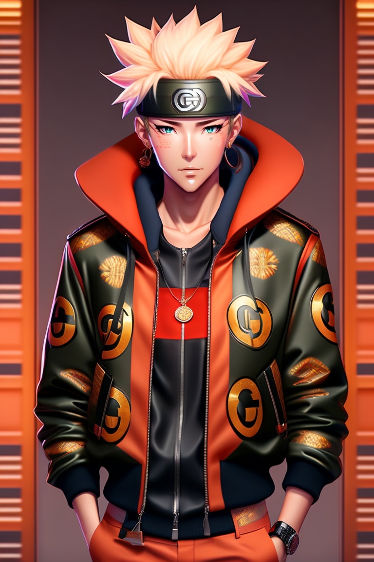 Lexica - Naruto in Gucci, Gucci pants, Gucci bag, Gucci pattern