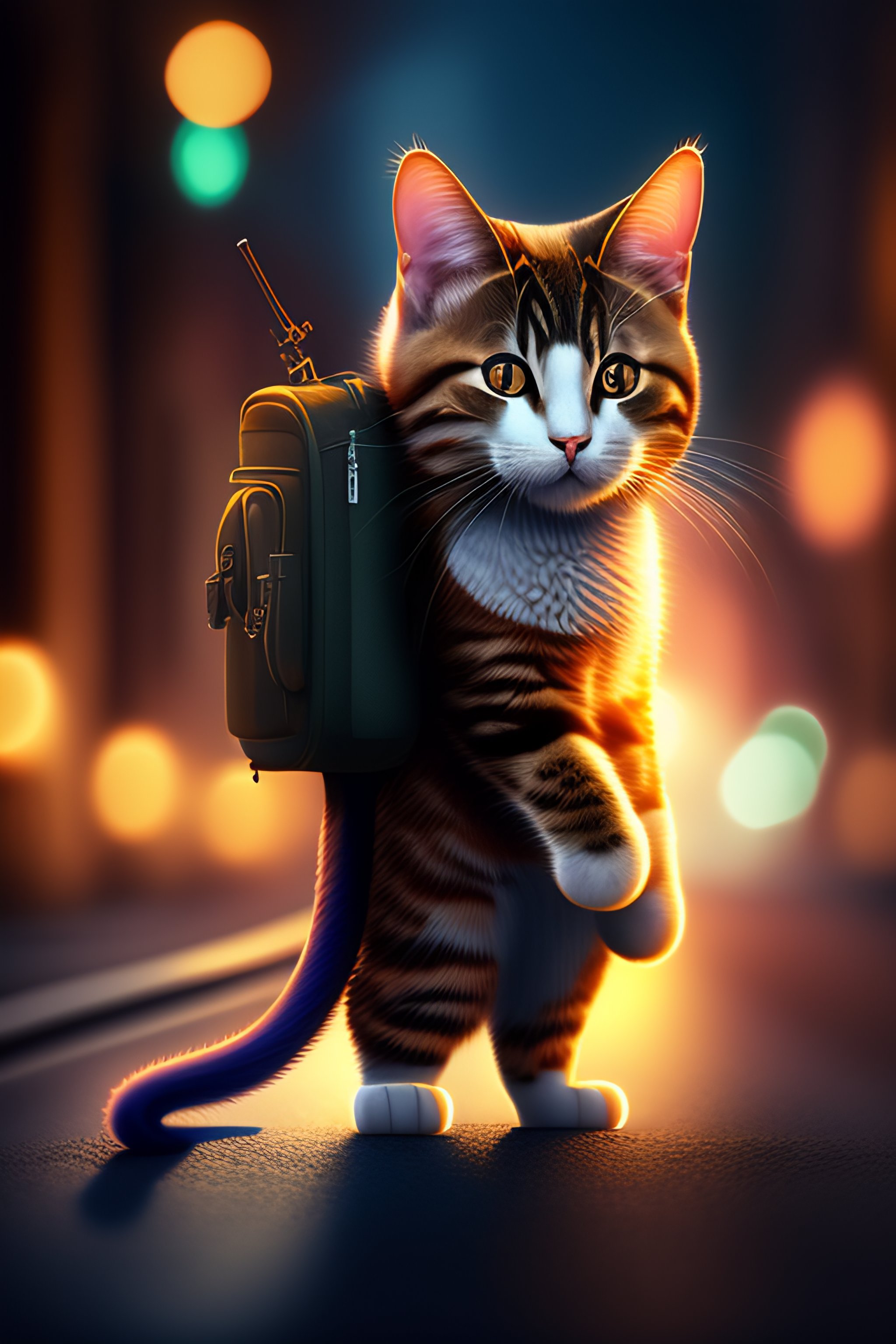 Lexica - A cat eating a military rat with a machine gun walking with a ...