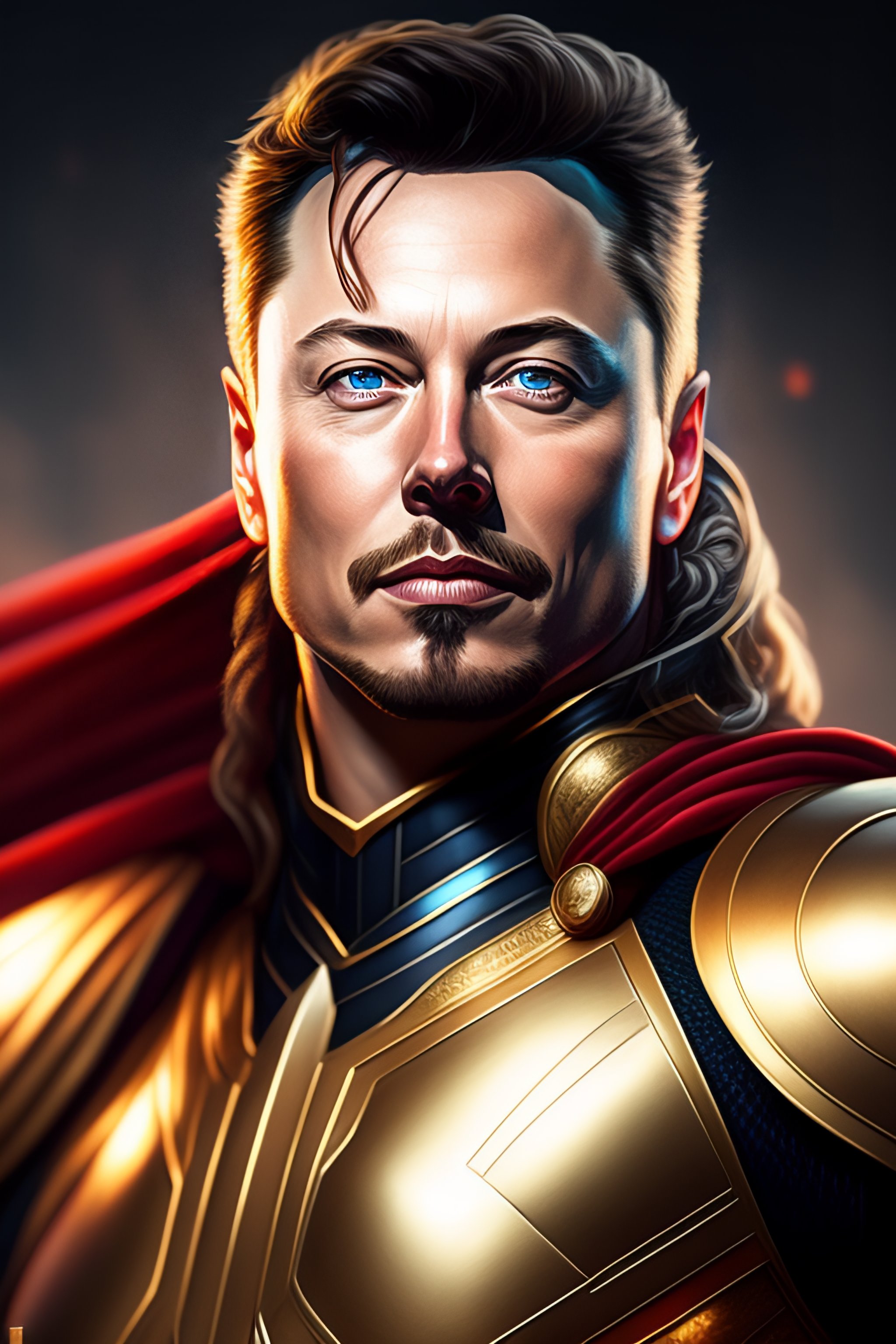 Lexica - Elon musk as thor, realistic portrait, symmetrical, highly ...