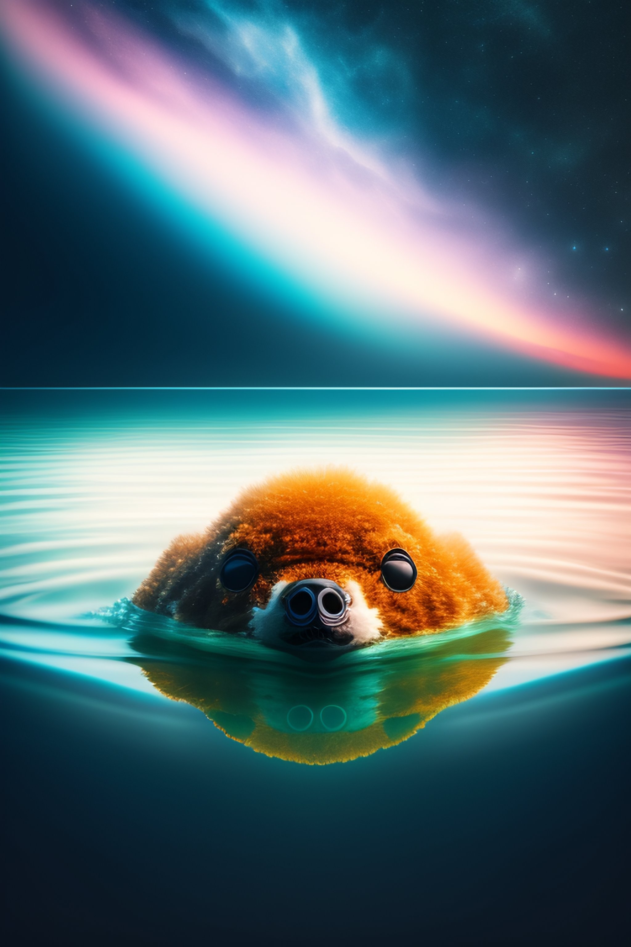 Lexica - An aatronaut swiming in a lake in space