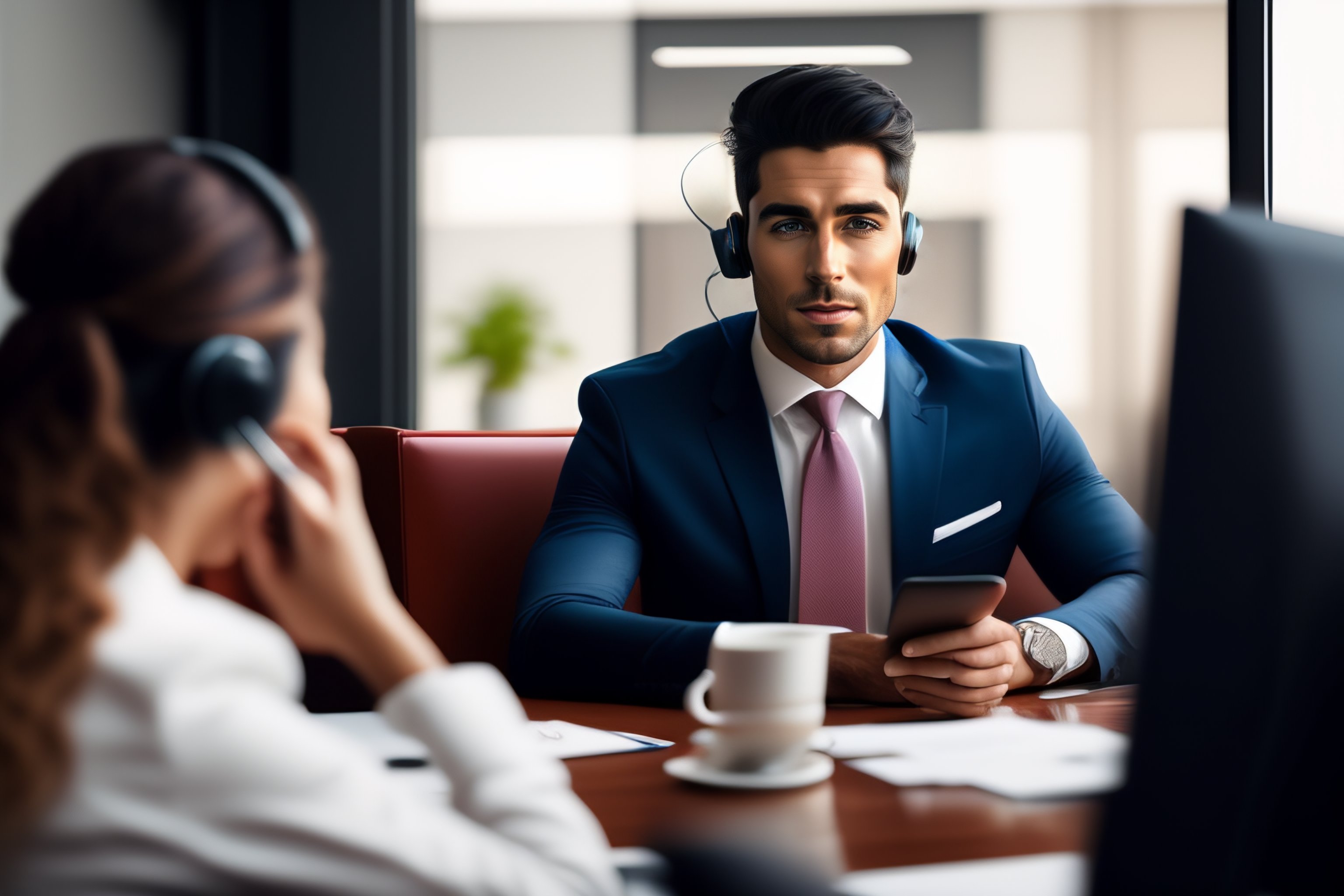 Lexica - Salesman calling a client at the office