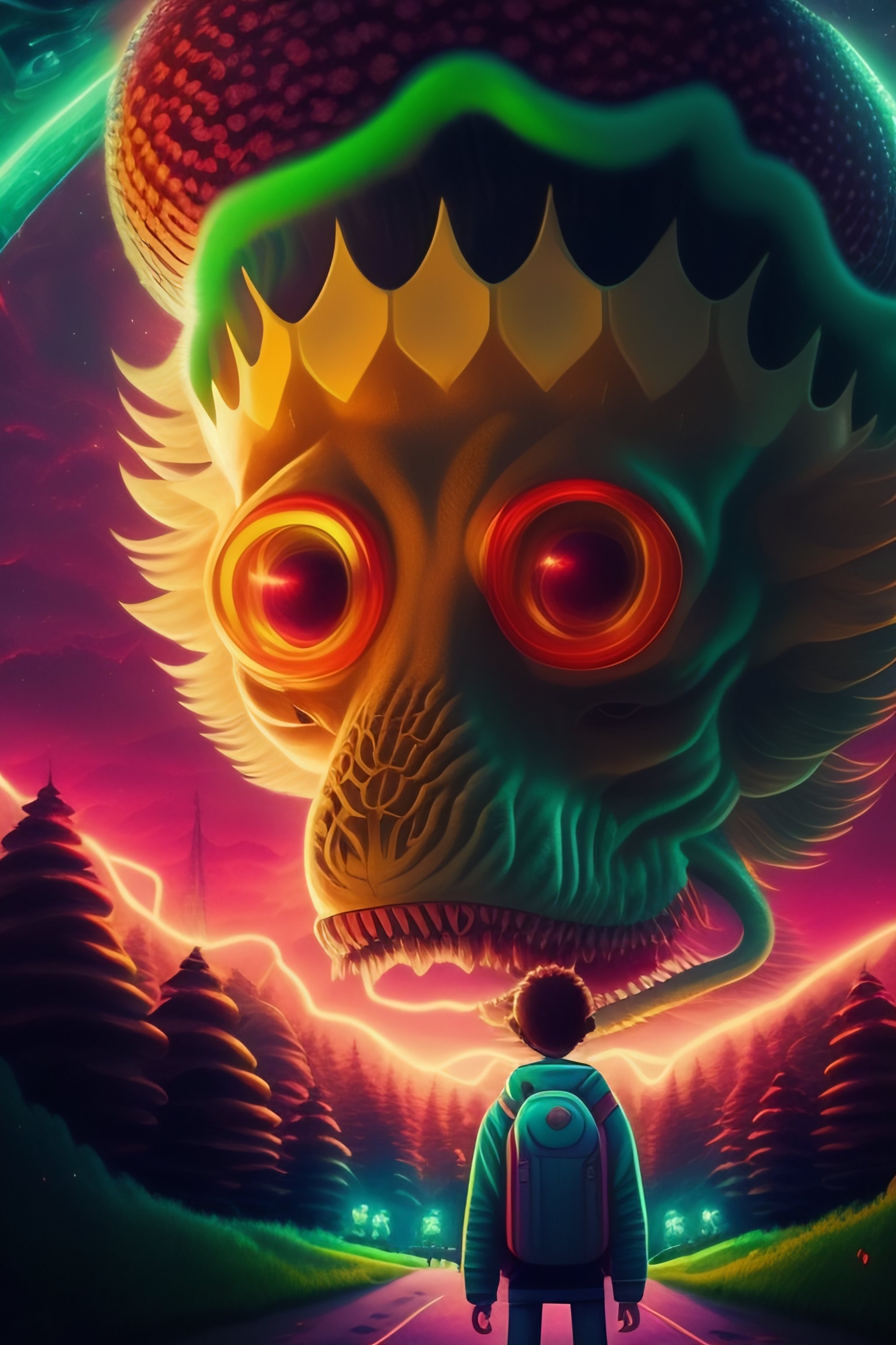 Lexica - Rick y morty escapando del demogorgon stranger things