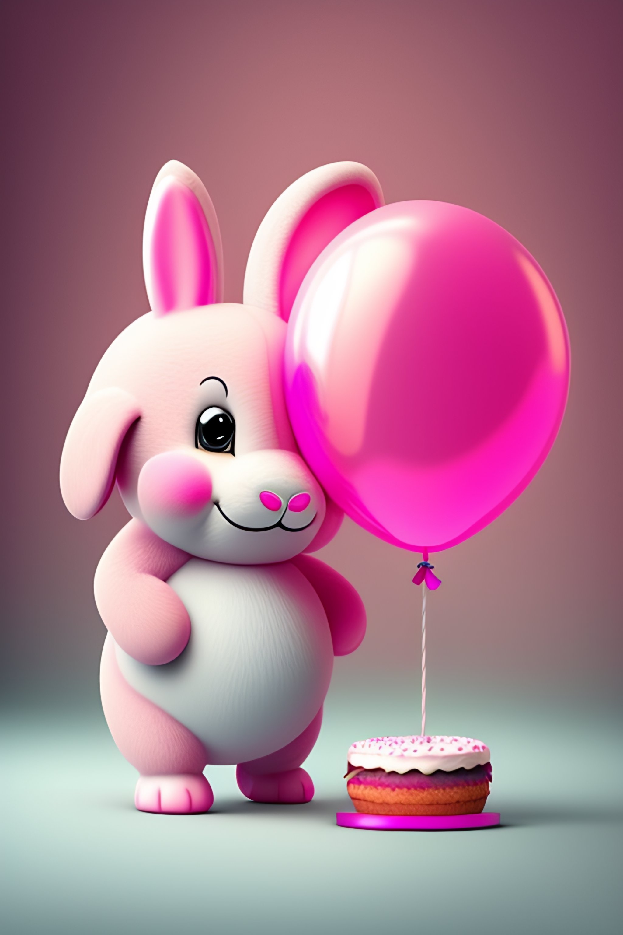 Lexica - Cute little pink bunny and funny elephant celebrating birthday ...