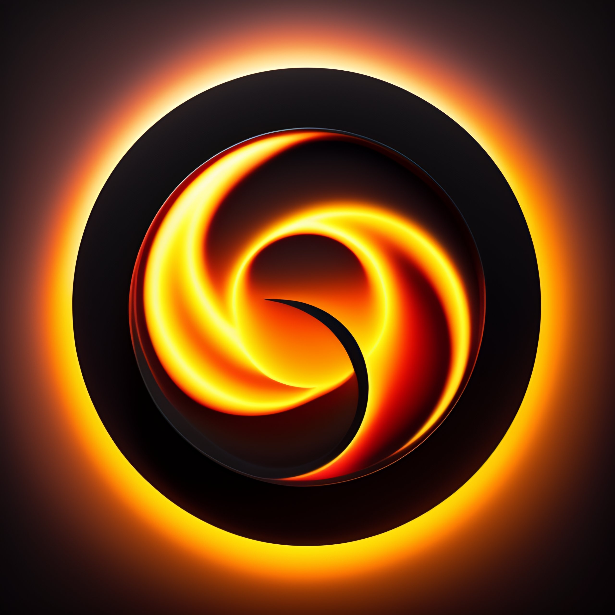 Lexica - Stylized flame in circle shape, black background