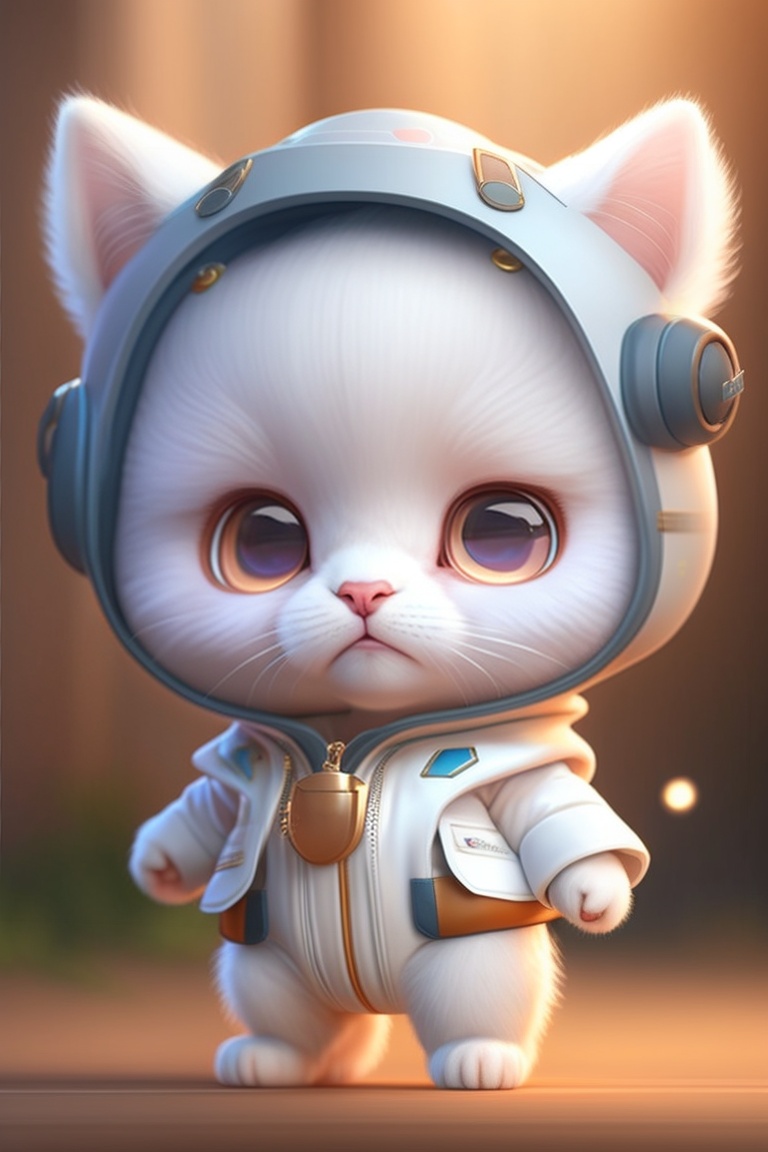 Lexica - Cute and adorable cartoon anthropomorphic baby white cat in ...