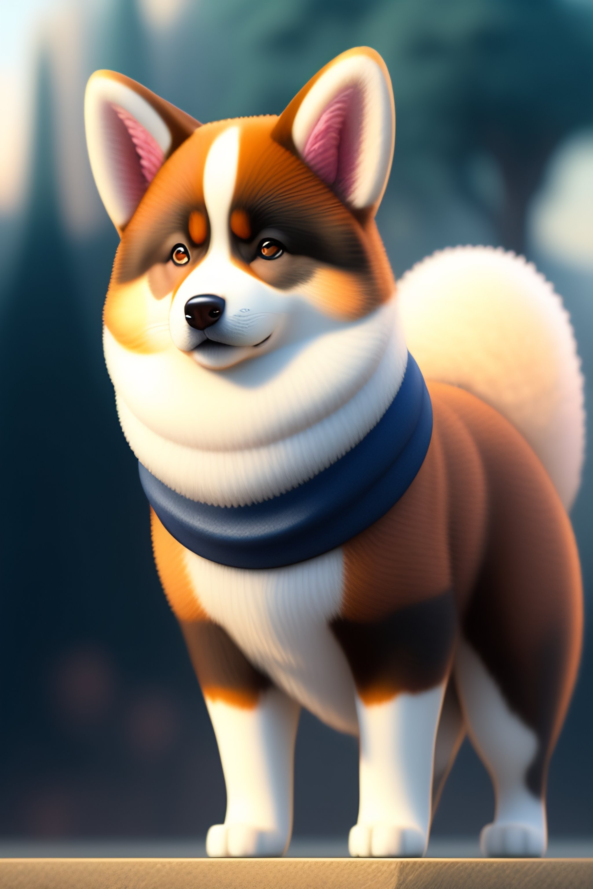 Lexica - CUTE AND ADORABLE CARTOON FLUFFY AKITA INU WITH CAP , FANTASY ...