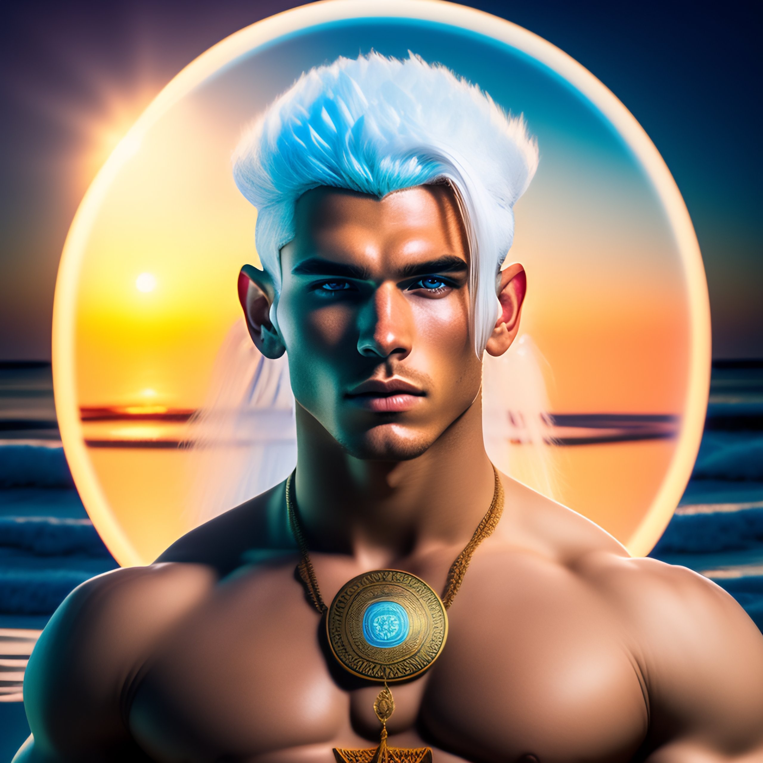 Lexica - Young white monkey with white crzay hair and light blue skin ...