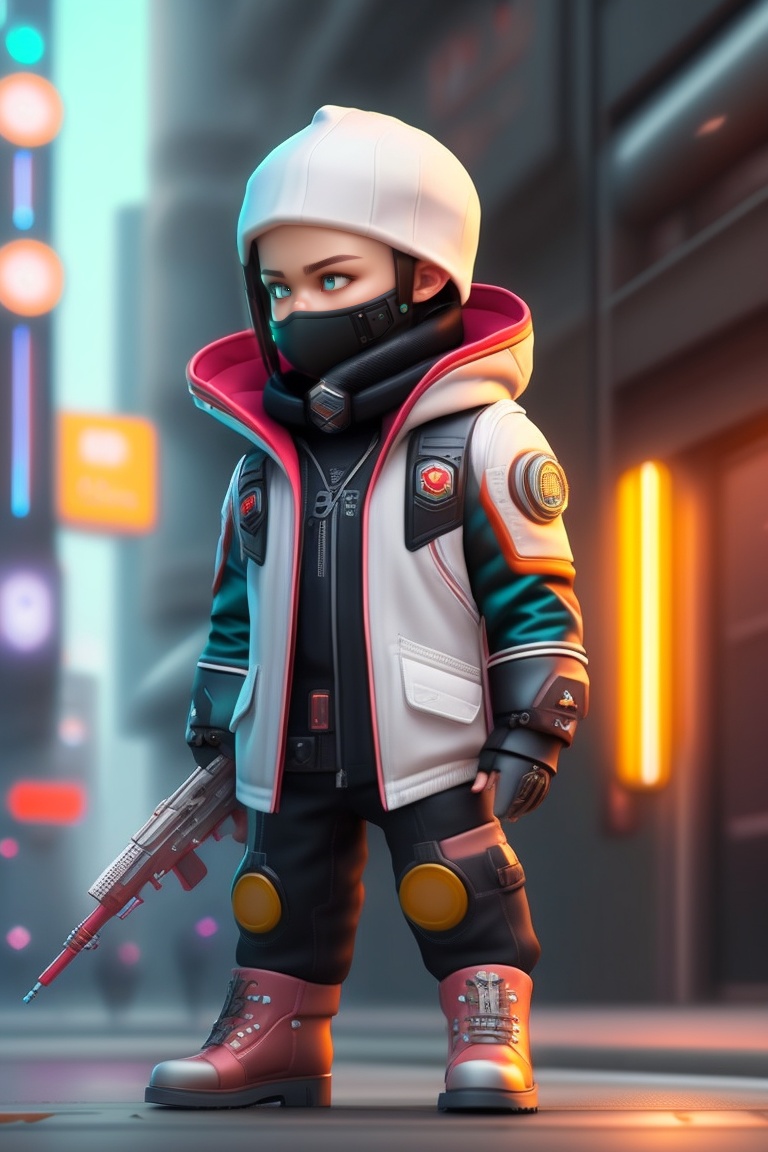 Lexica - Chibi cyberpunk white man, futuristic clothes, cyberpunk city ...