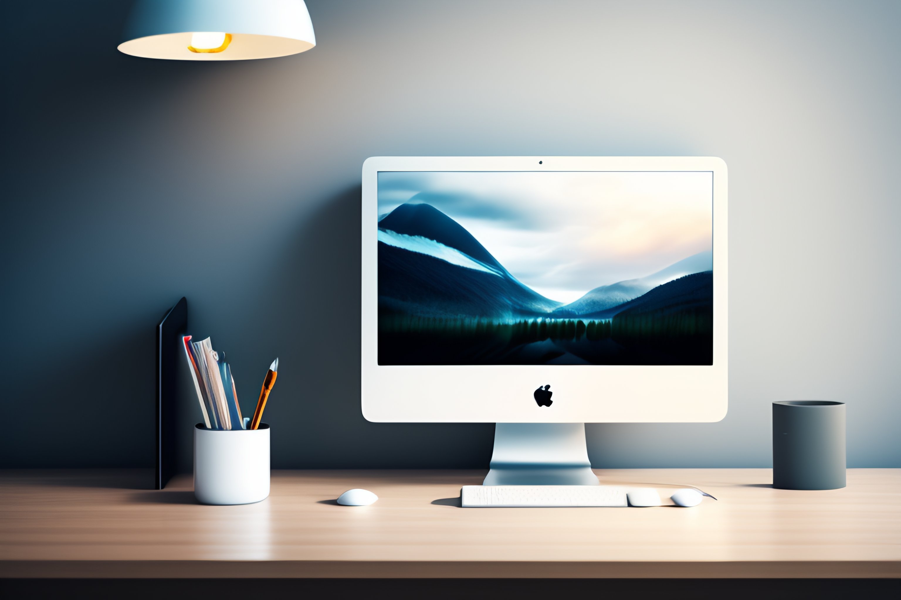 Lexica - IMac with white screen on white background.