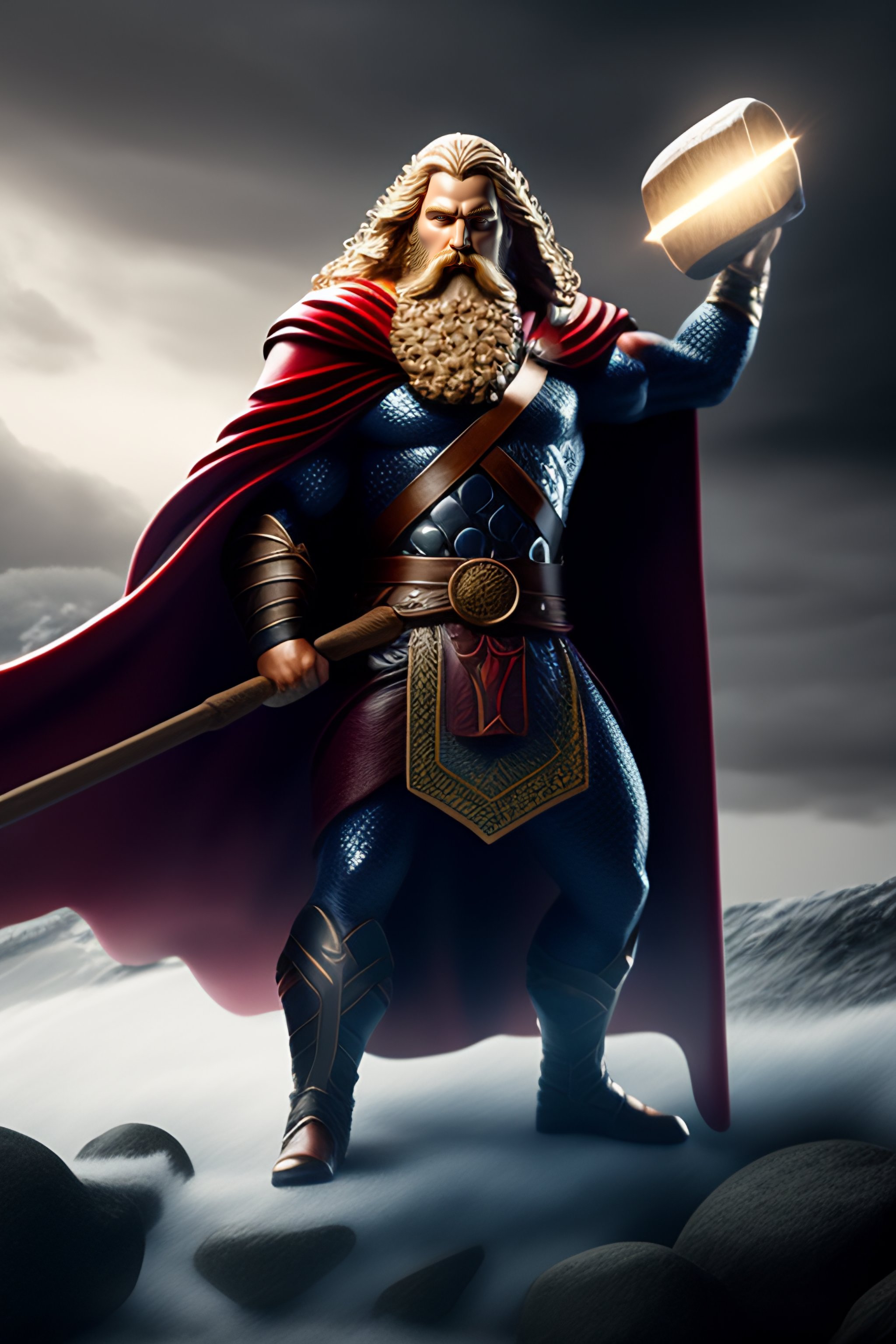Lexica - 3D image photorealistic of Thor Norwegian Viking God with his ...