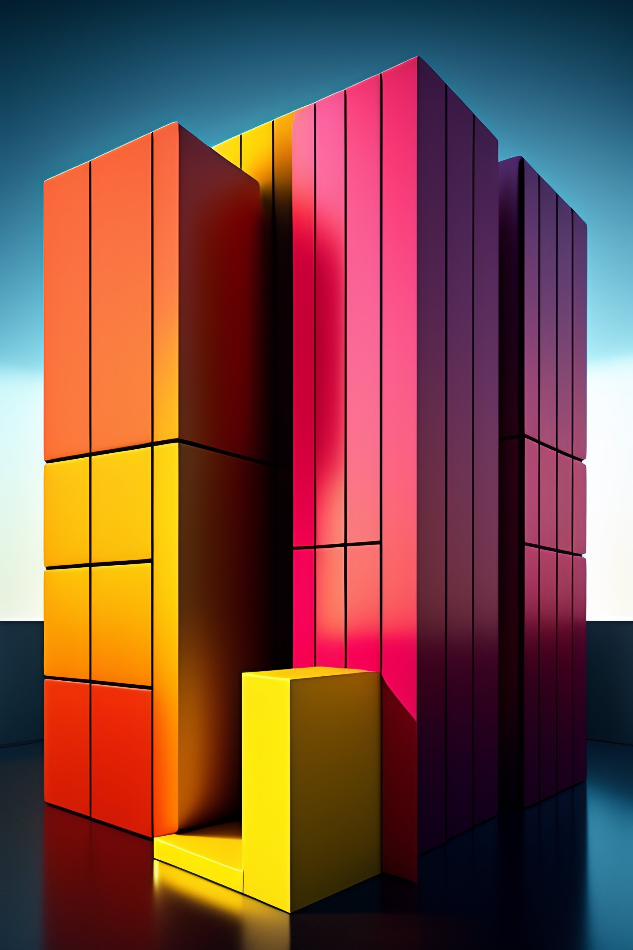 Lexica - Three meters Tetris parallelepiped pile modern art object