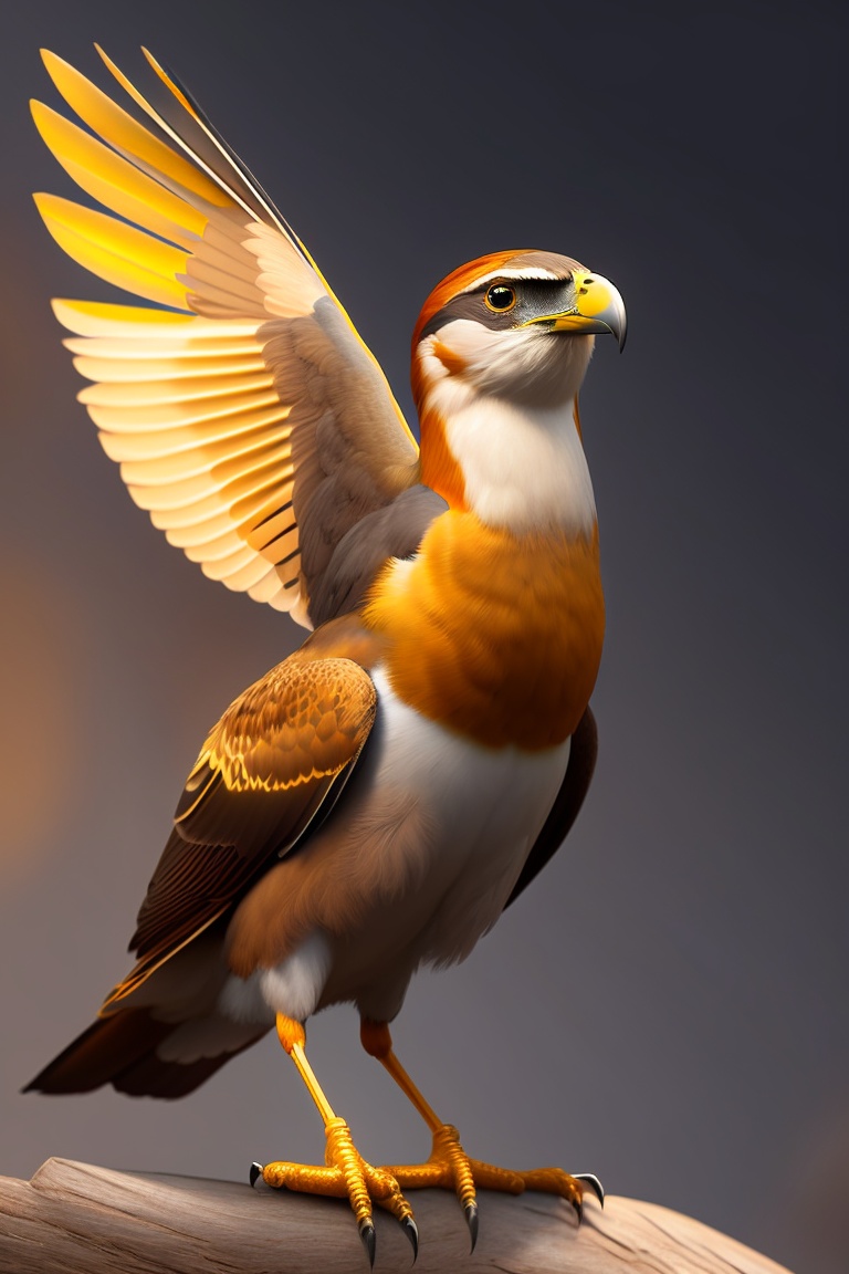 Lexica - Winged bird, humanoid, hawk beak, large talon, golden brown ...