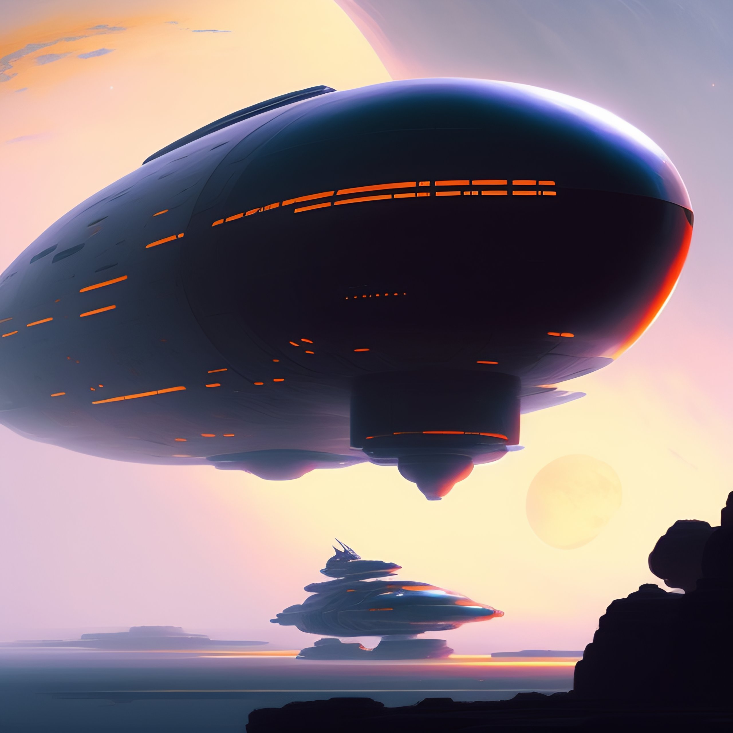 Lexica - A minimalist scifi deep space ship by greg rutkowski