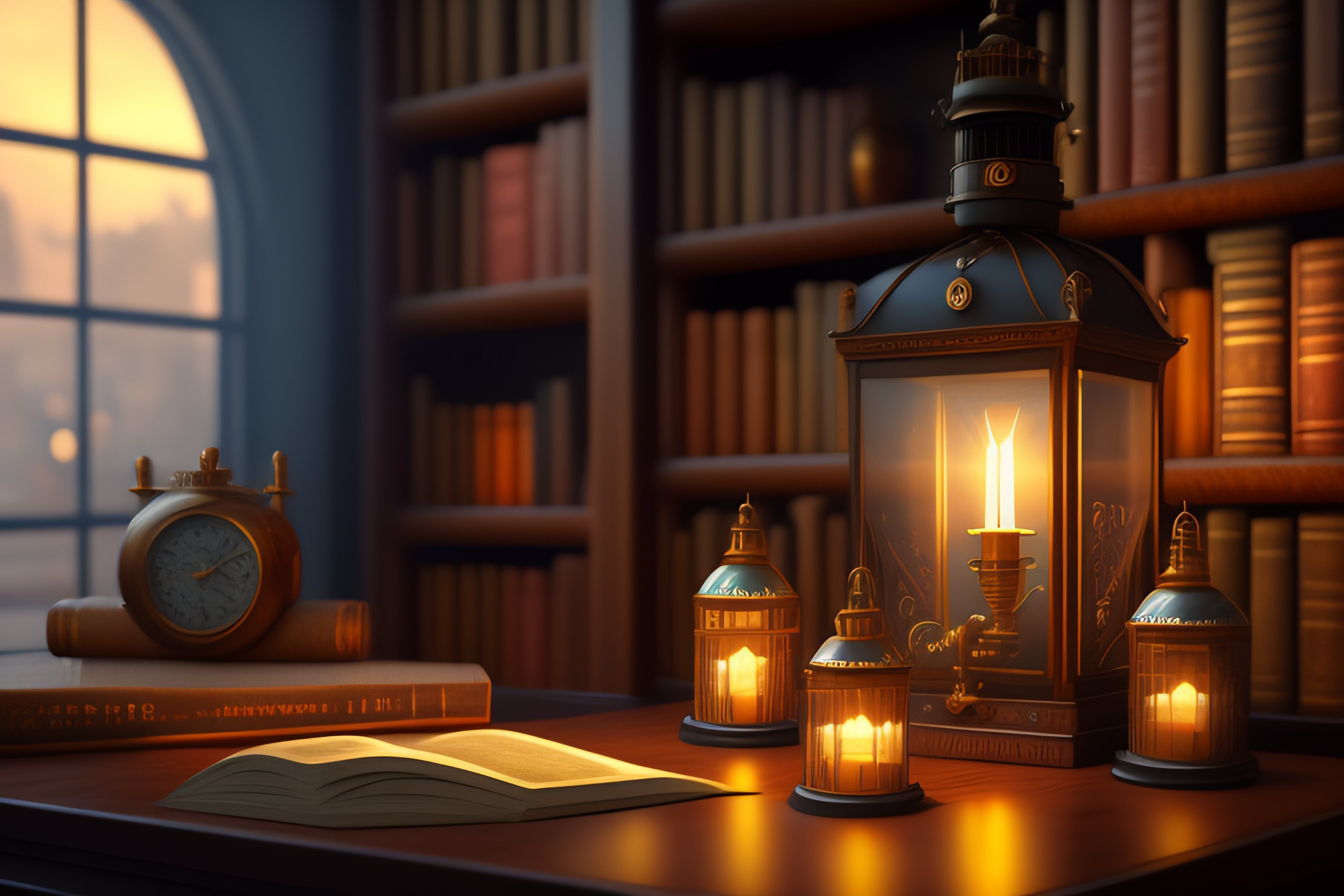 Lexica - Oil painting of a steampunk library, Cluttered, fine details ...
