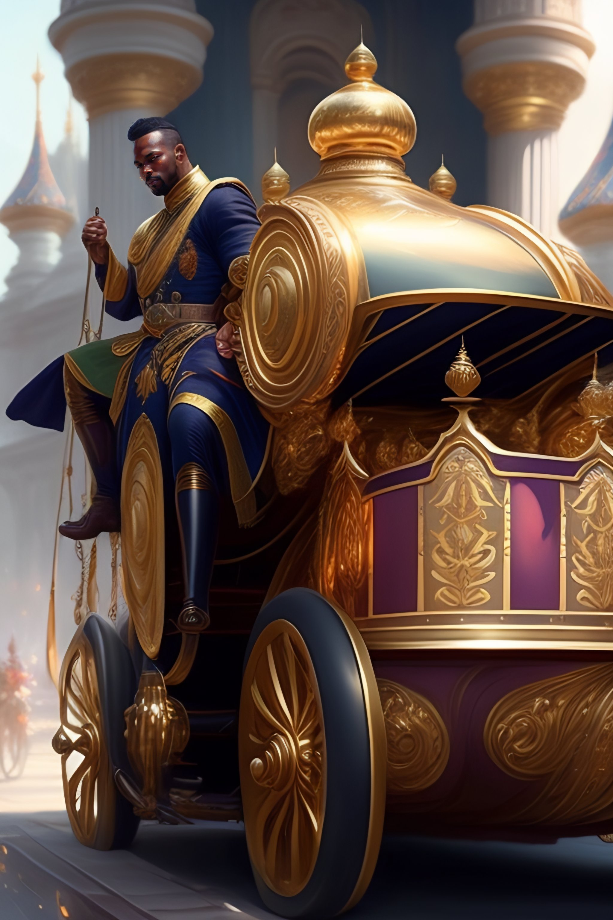 Lexica - A king on a big cart chariot art by greg rutkowski, artgerm ...