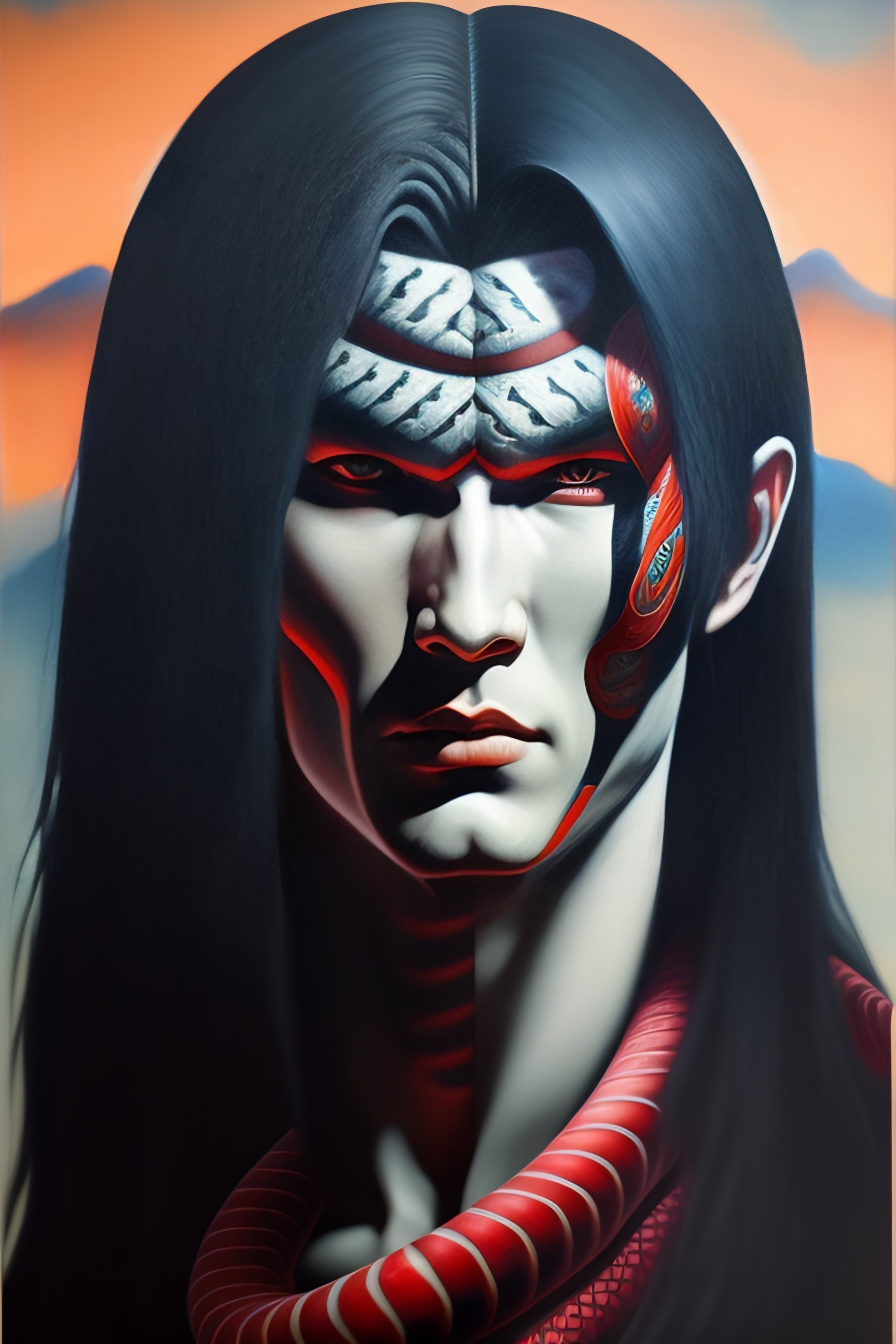 Lexica - Detailed paint of orochimaru with giant snake, full body ...