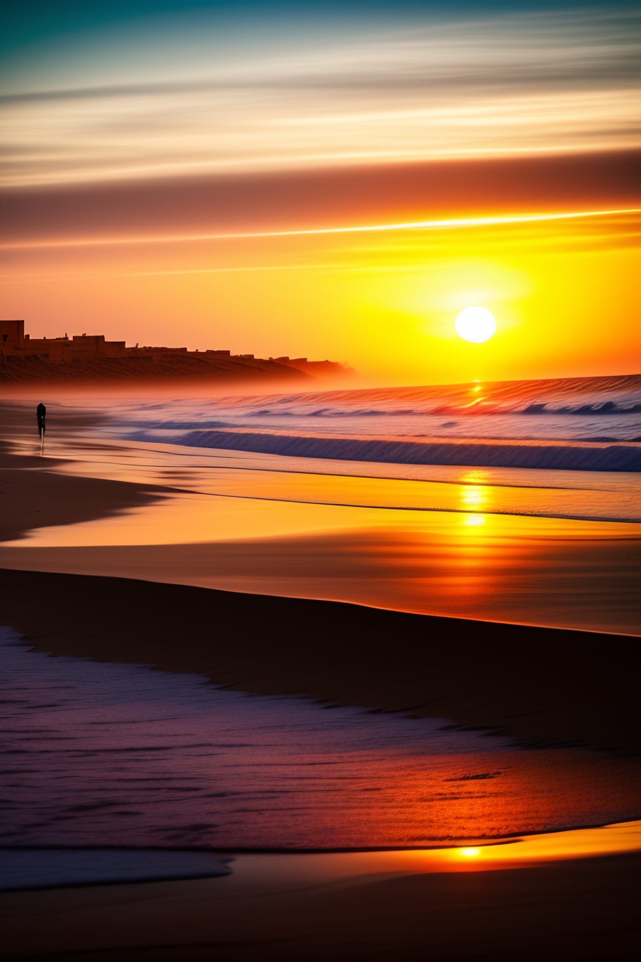 Lexica - Beautiful photograph of sunset at the beach in Morocco