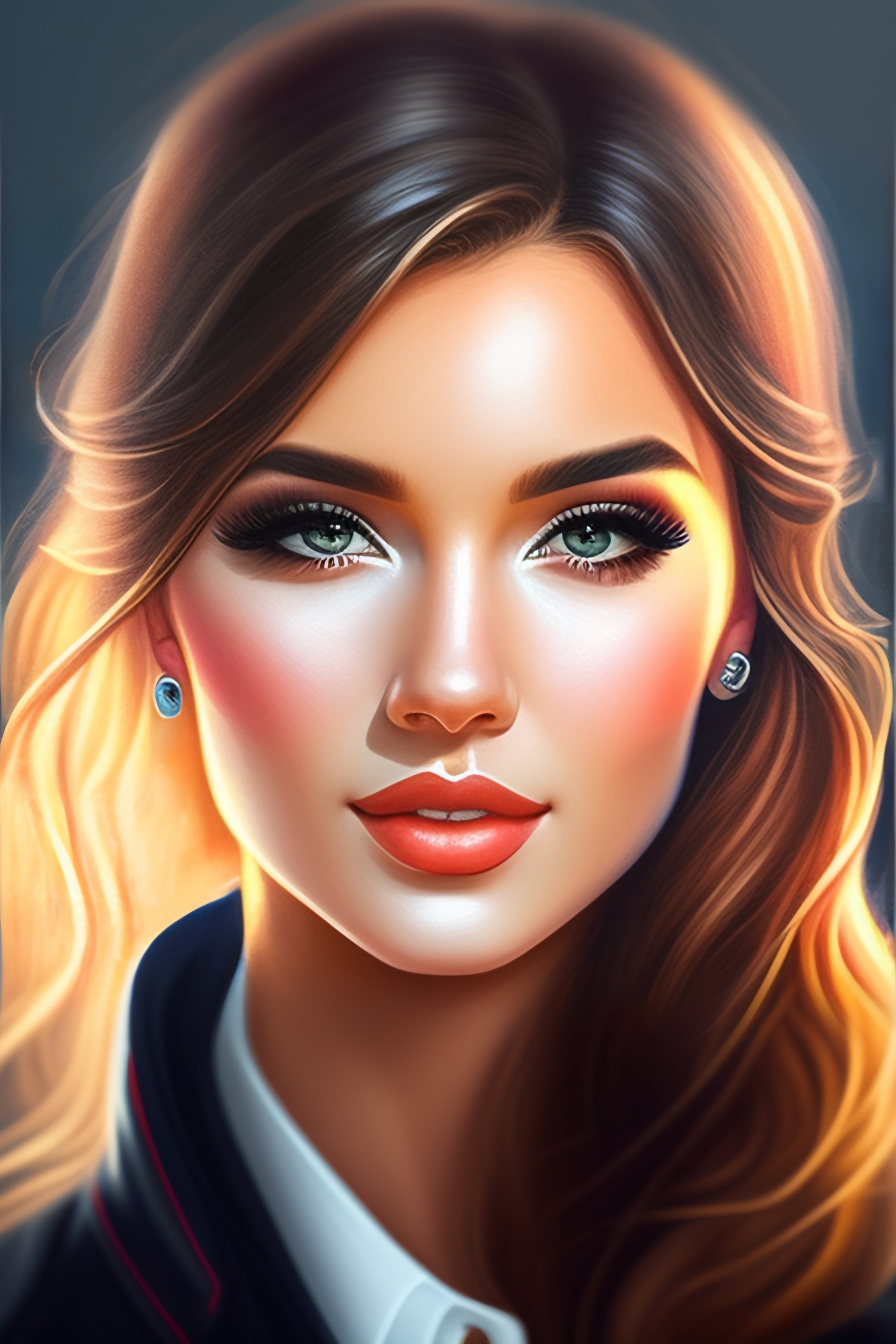 Lexica - Elegant girl in urban outfit, cute fine face, rounded eyes ...