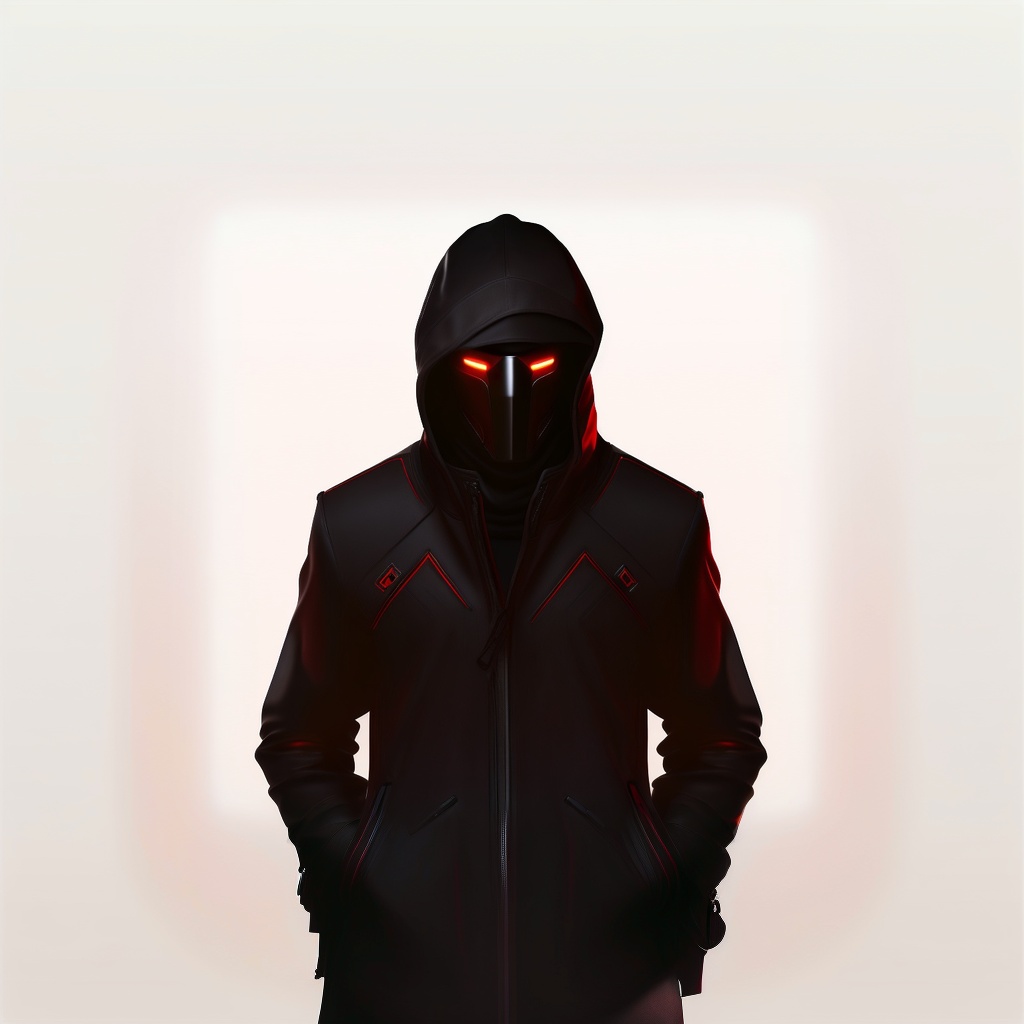 Lexica - Male character, old and dented hooded, cyberpunk, neon red ...