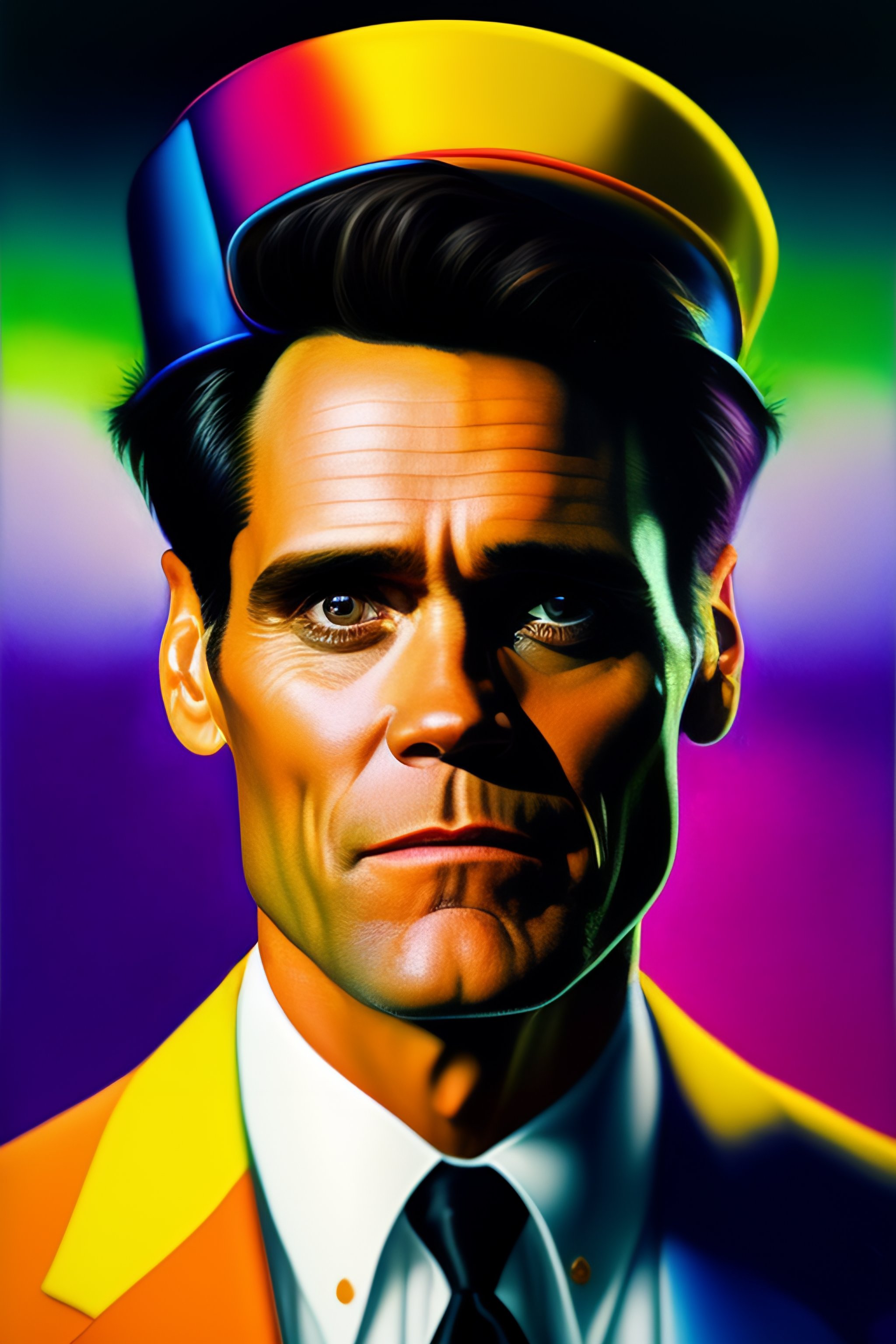 Lexica - Surrealist portrait painting of jim Carrey as rapper , album cover