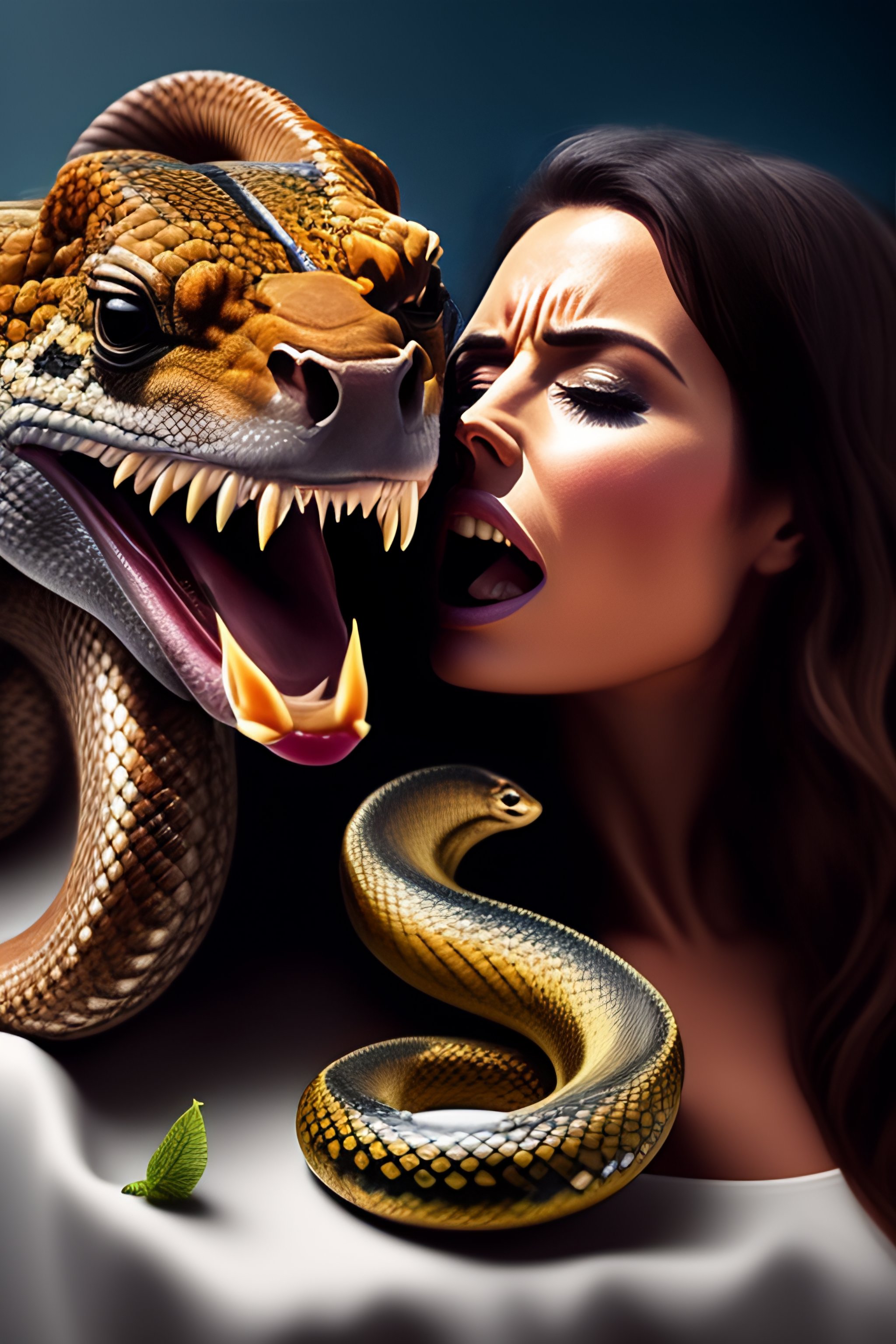 Lexica - A snake eating a person, furious, awful, fear