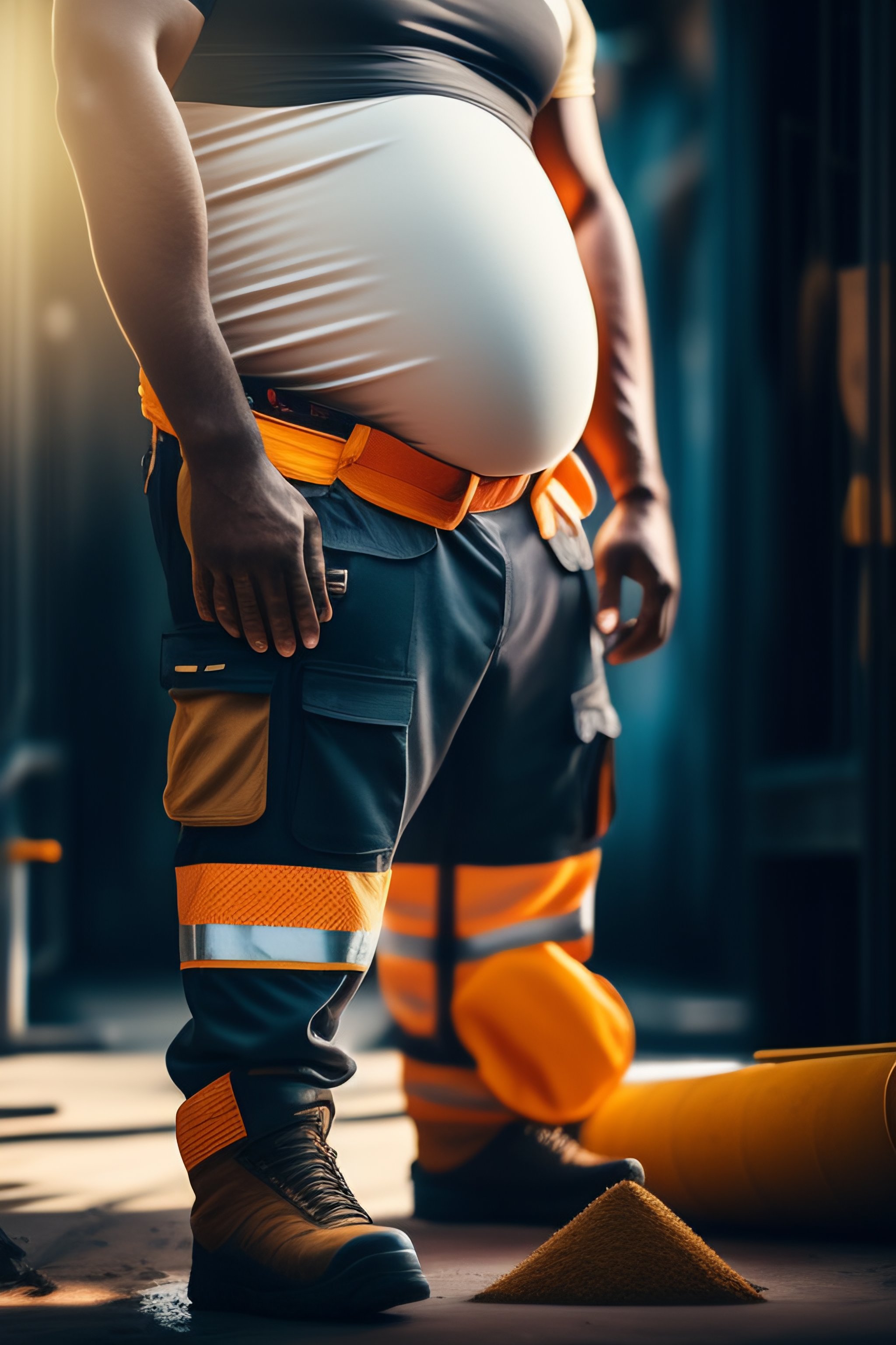 Lexica - A construction worker with a large belly