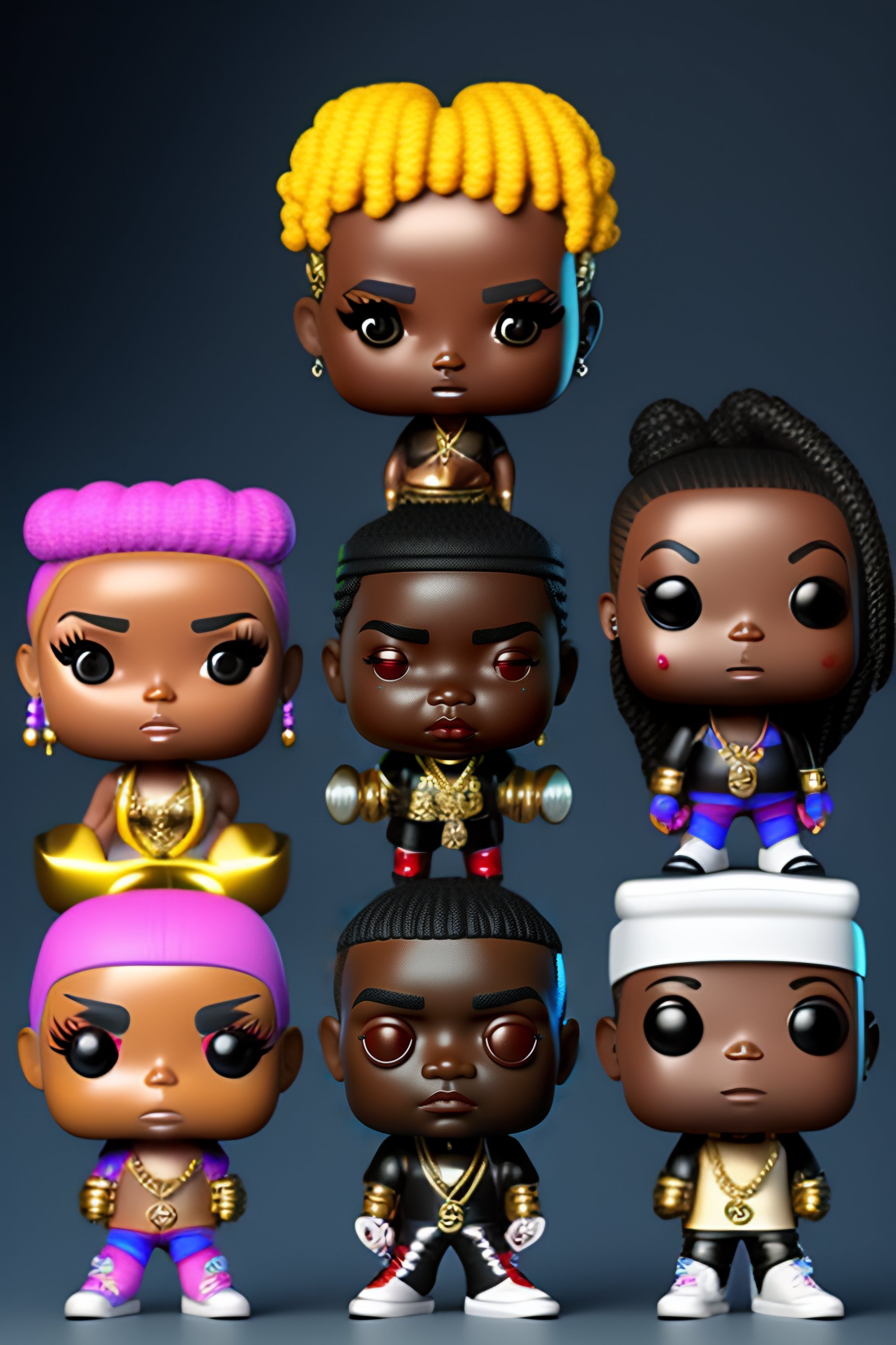 Lexica - Full body 3d render of funko pop rap artists, rapper nicki minaj