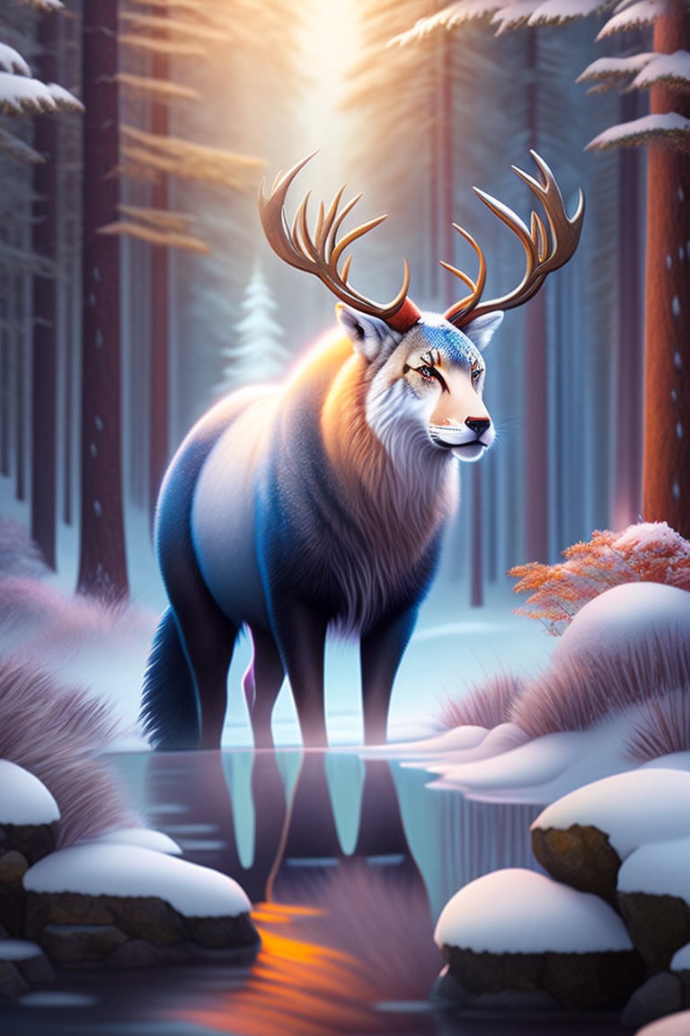 Lexica - A legendary, primordial animal strolls through a snowy ...