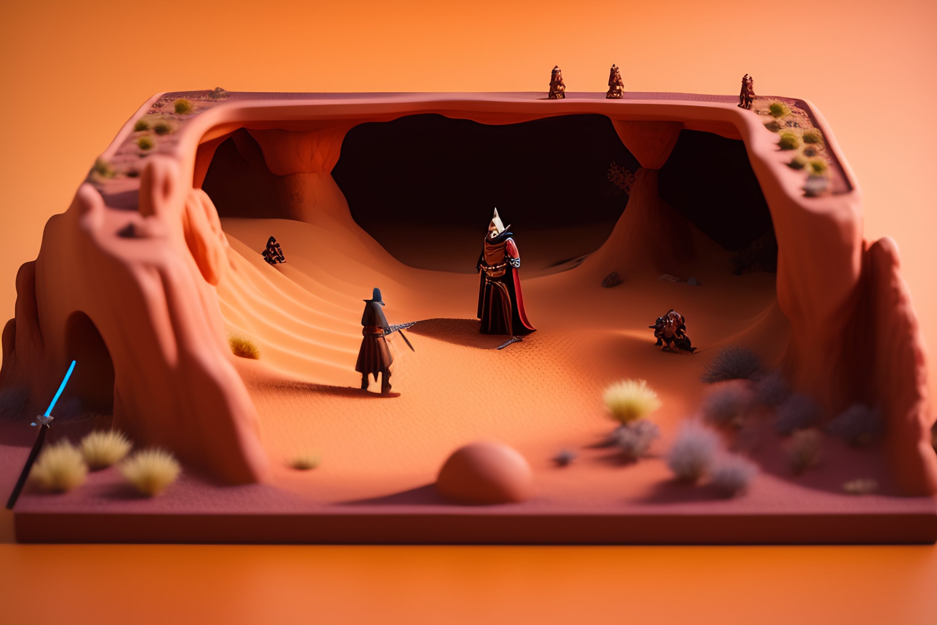 Lexica - Obi Wan Kenobi fighting Darth Maul in the desert arena ...