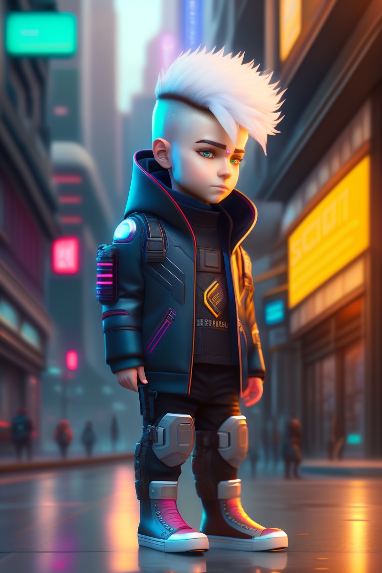 Lexica - Chibi cyberpunk white man, futuristic clothes, cyberpunk city ...