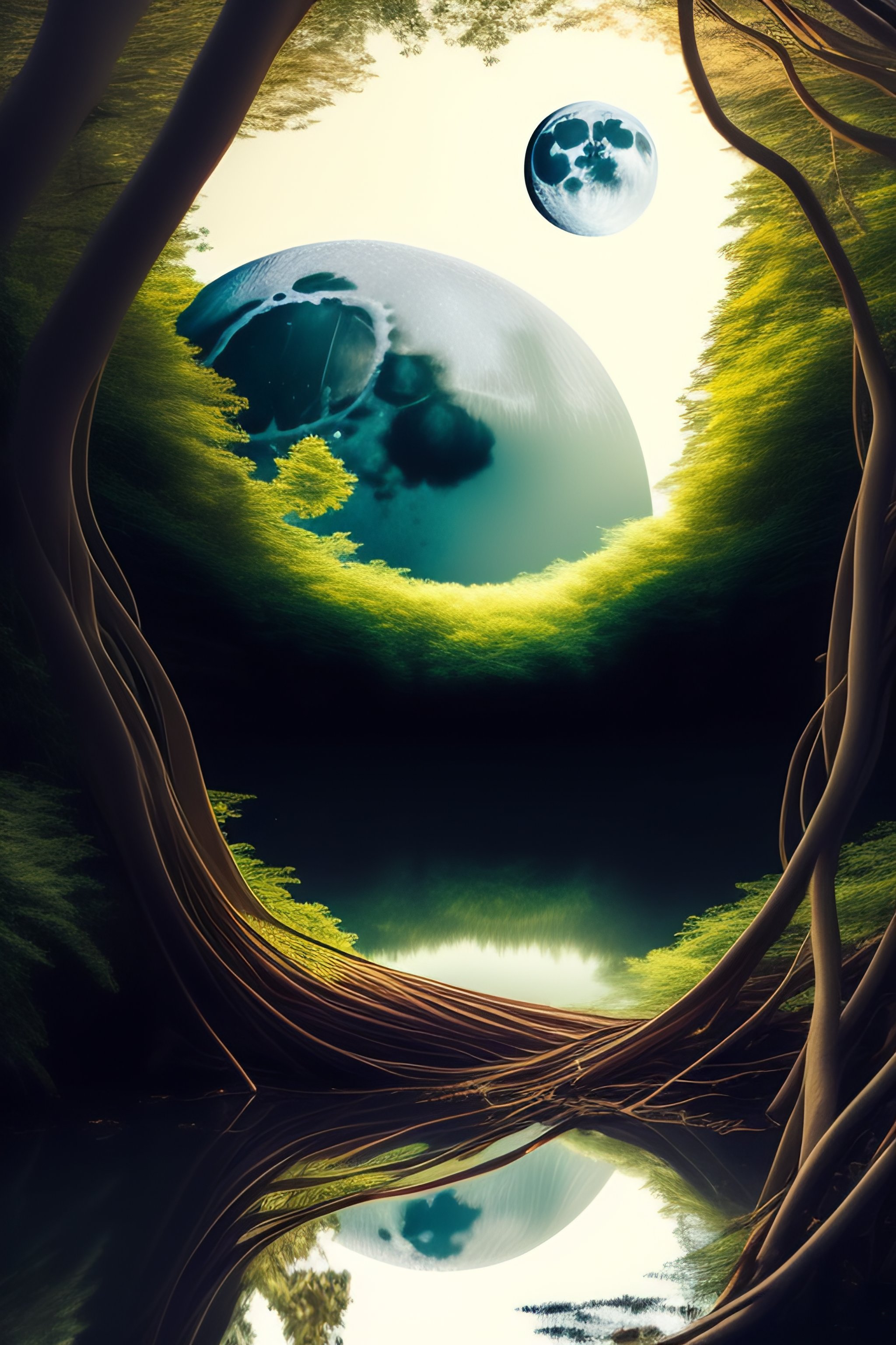 Lexica - The moon above: a swollen orb, tangled up in boughs - A ...