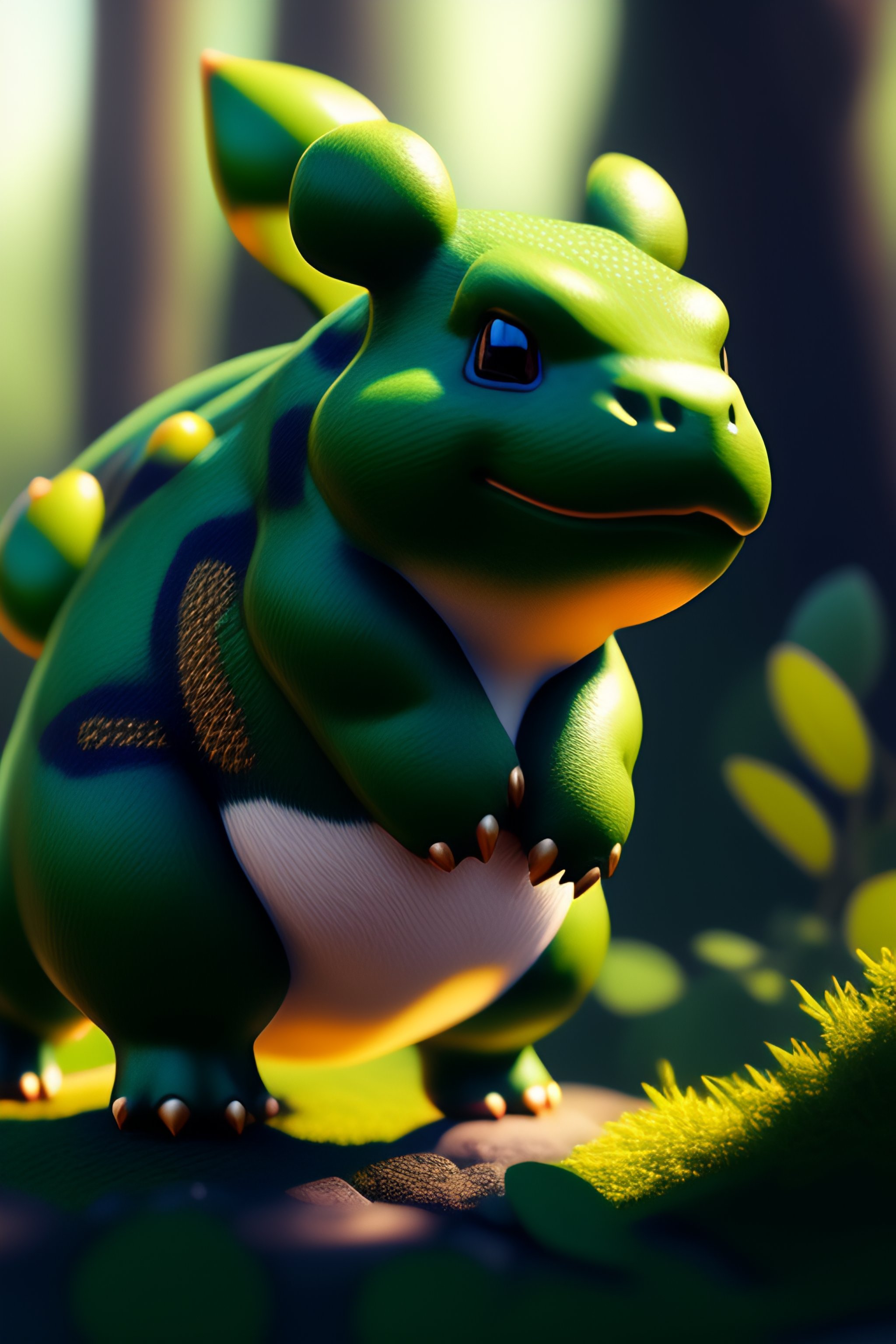 Lexica - Full body photo of Bulbassaur pokemon in mostly green colour ...