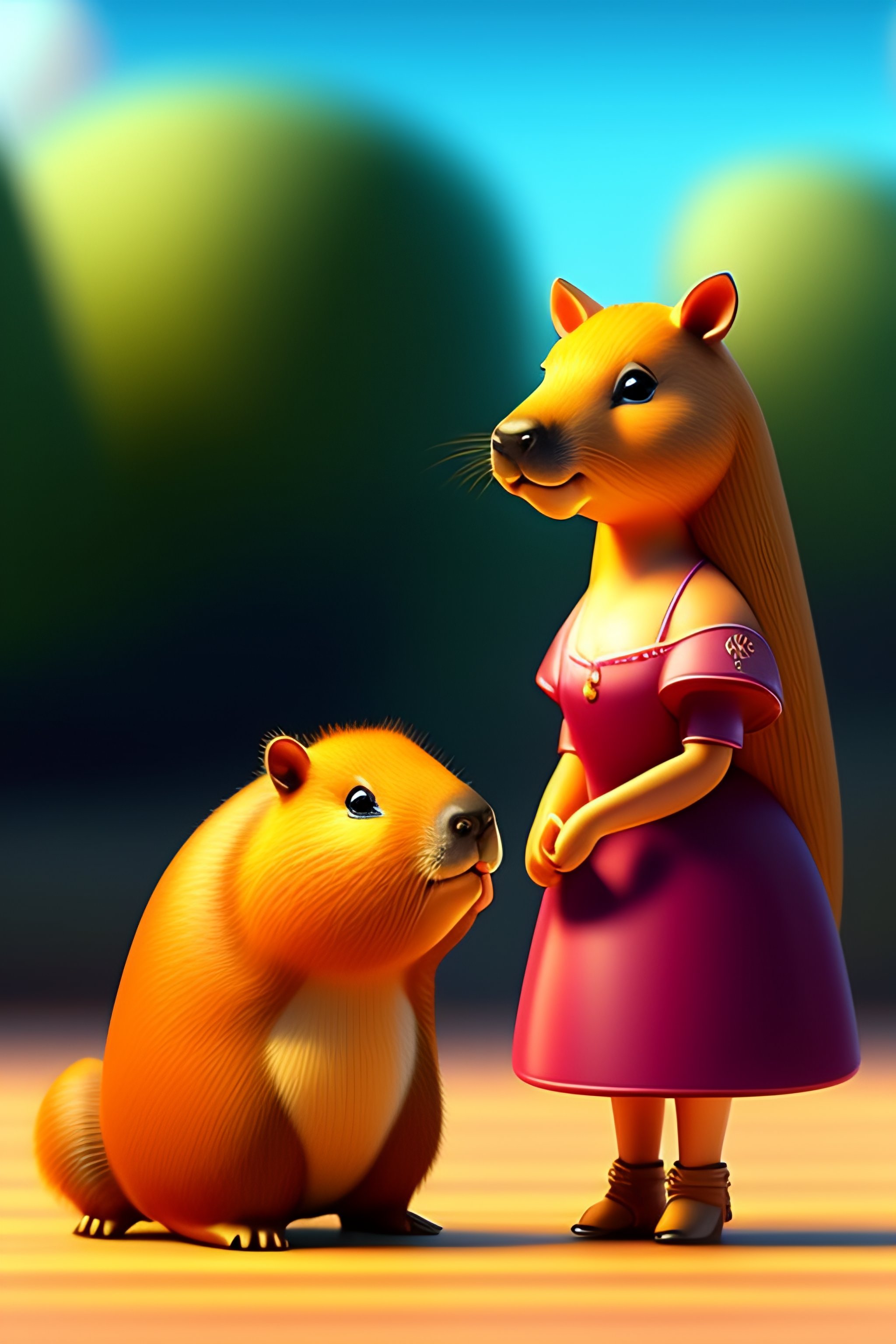 Lexica - Capybara with a barbie bag, 2d , old cartoon, disney, anime